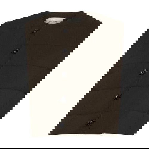 LEMAIRE Wadded Sleveless Gilet in Forest Brown | endource