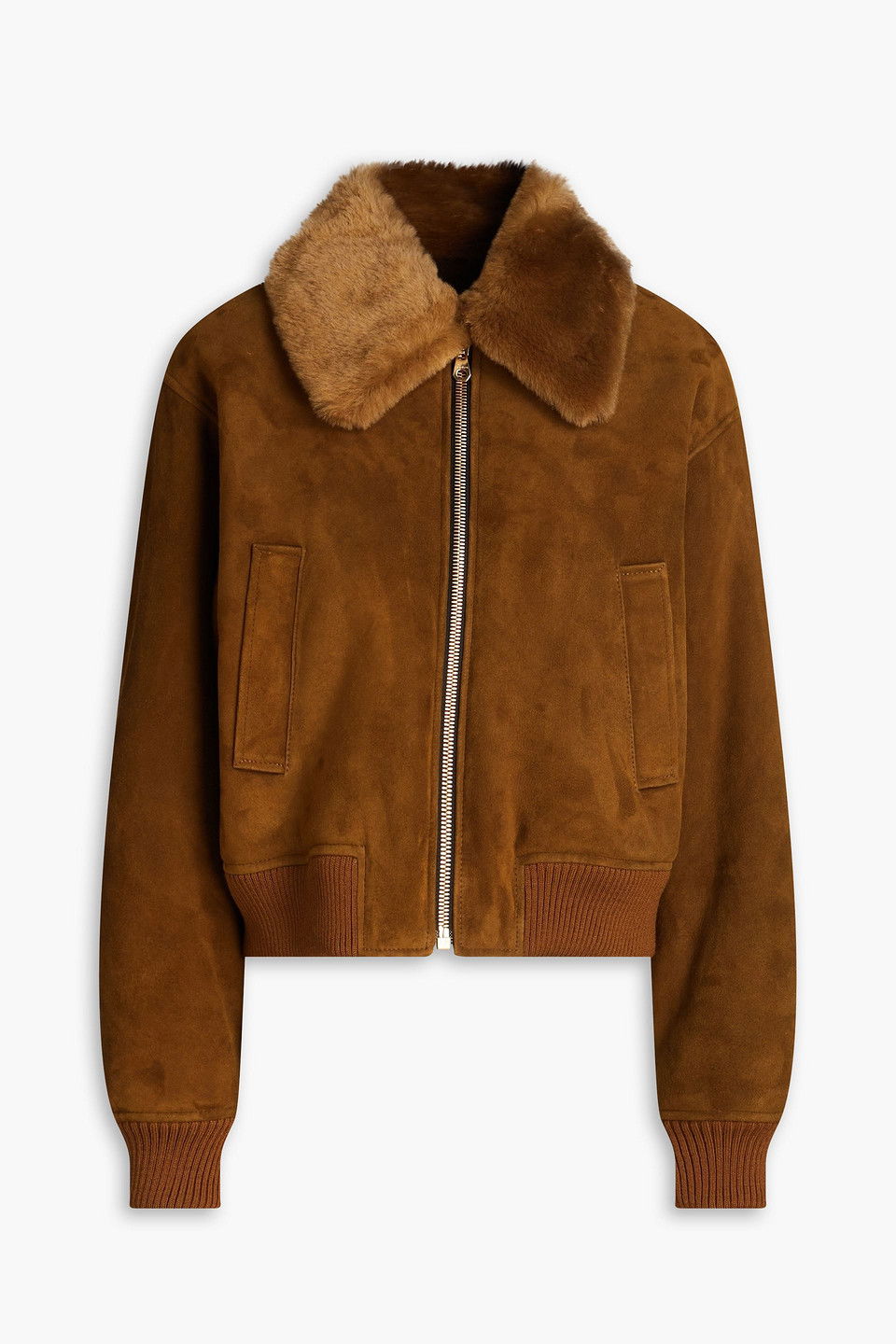 SANDRO Shearling Jacket in Brown | endource