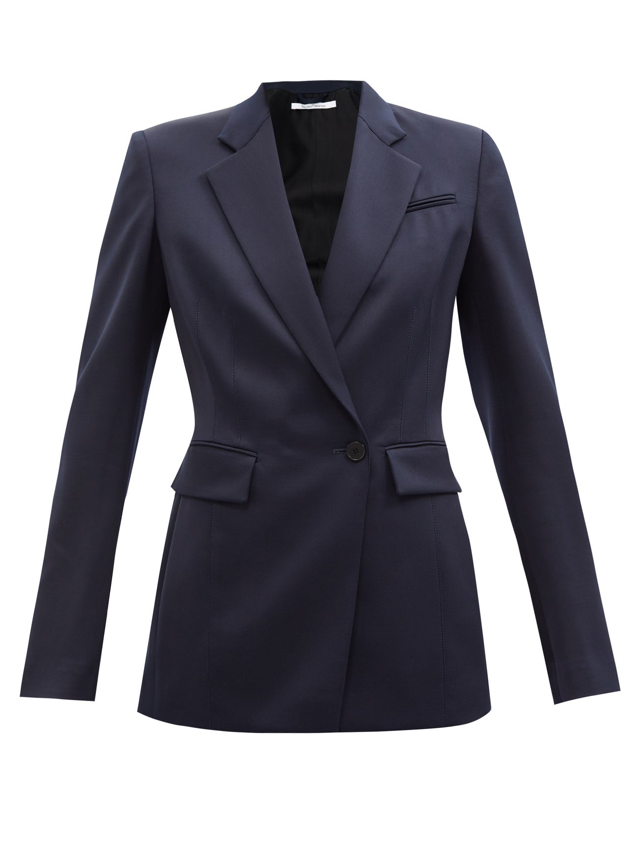 ANOTHER TOMORROW Merino-Twill Jacket in Navy | Endource