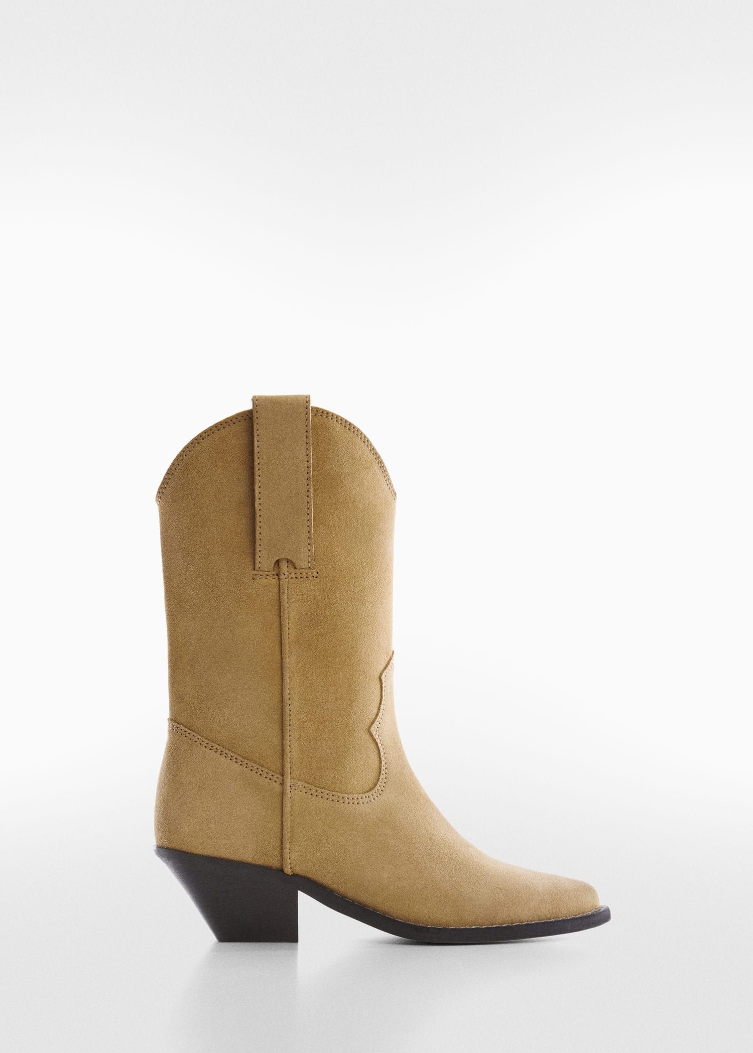 MANGO Cowboy Style Leather Ankle Boots | endource