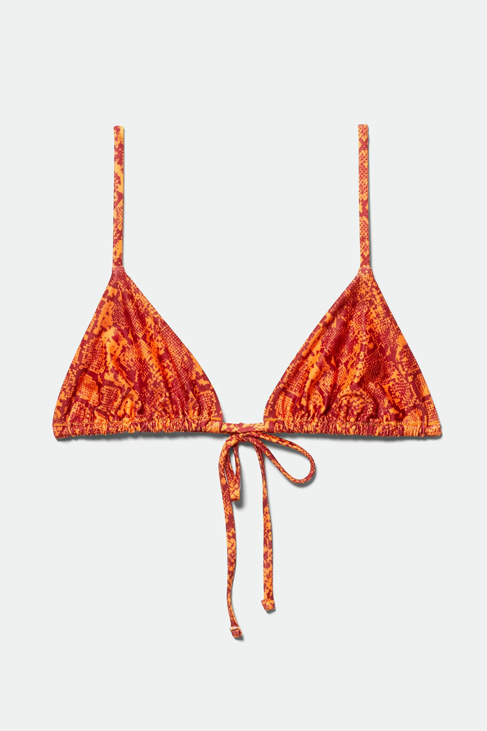 WEEKDAY Print Triangle Bikini Top in Orange snakeskin | Endource