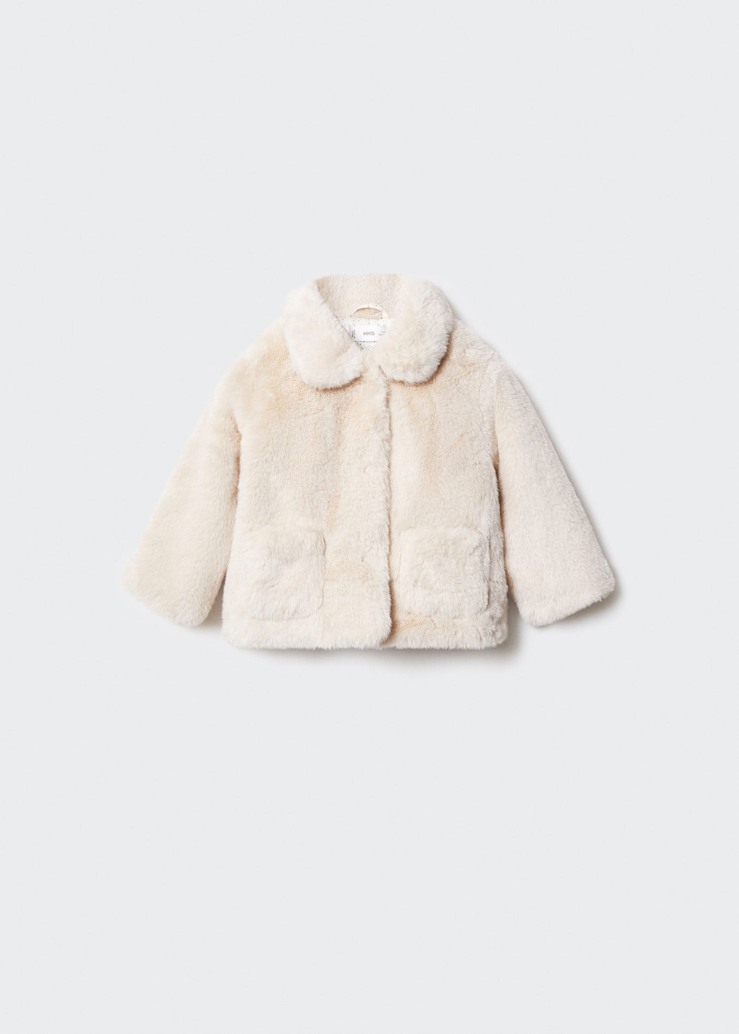 MANGO Faux Fur Coat in Off White | endource
