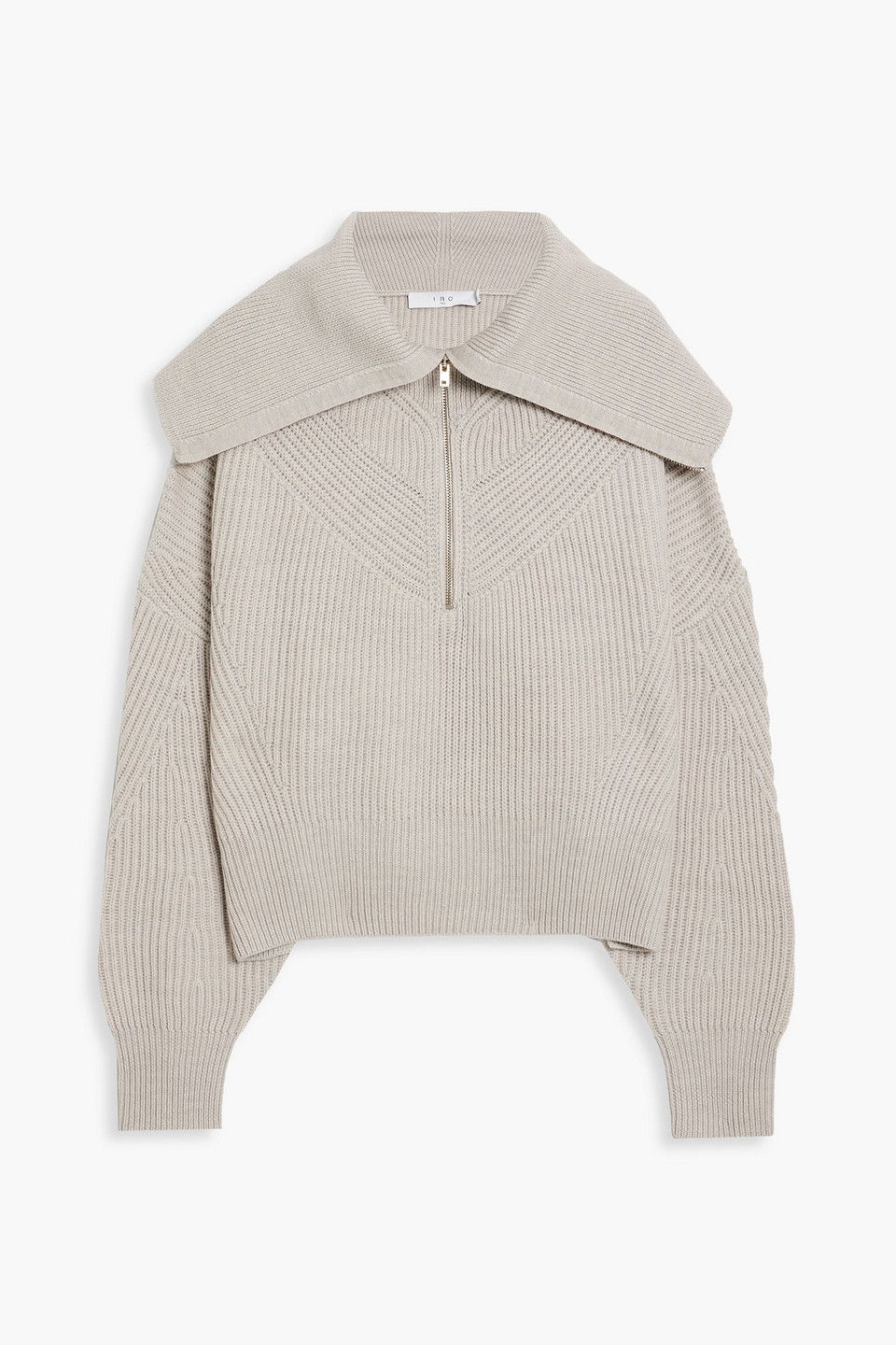 IRO Joanna Ribbed Merino Wool Half-Zip Sweater in Gray | Endource