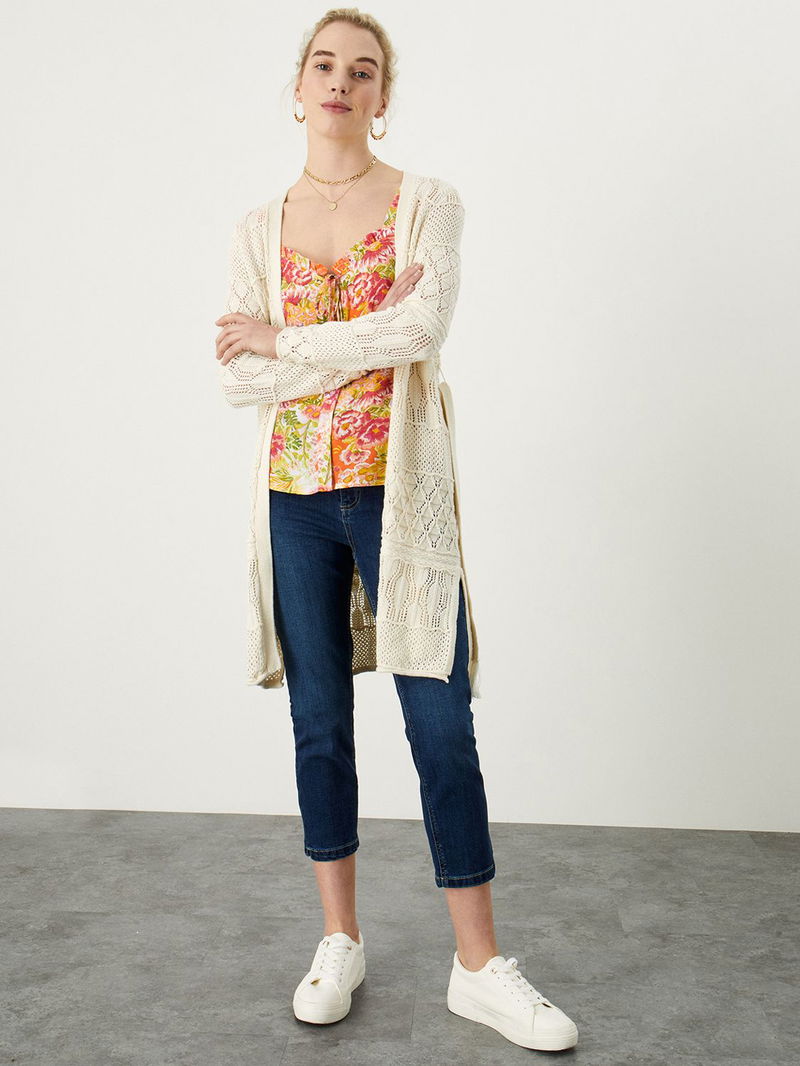 Monsoon Crochet Stitch Cardigan in Ivory | endource