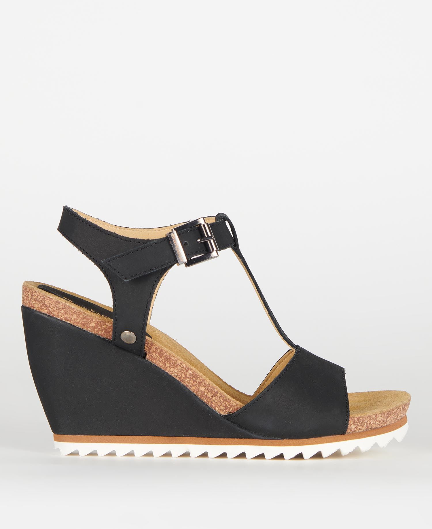 BARBOUR Cecilia Wedge Sandals in Black | Endource
