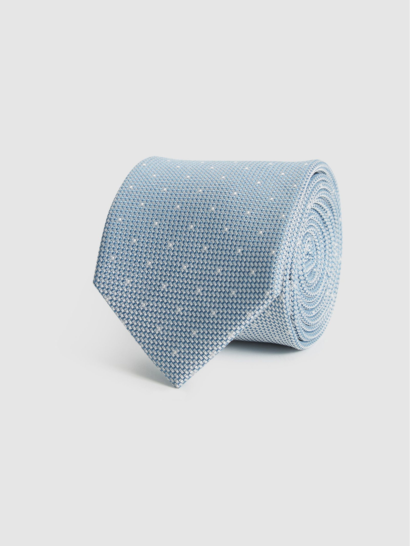 REISS Liam Silk Polka Dot Tie in Airforce Blue | Endource