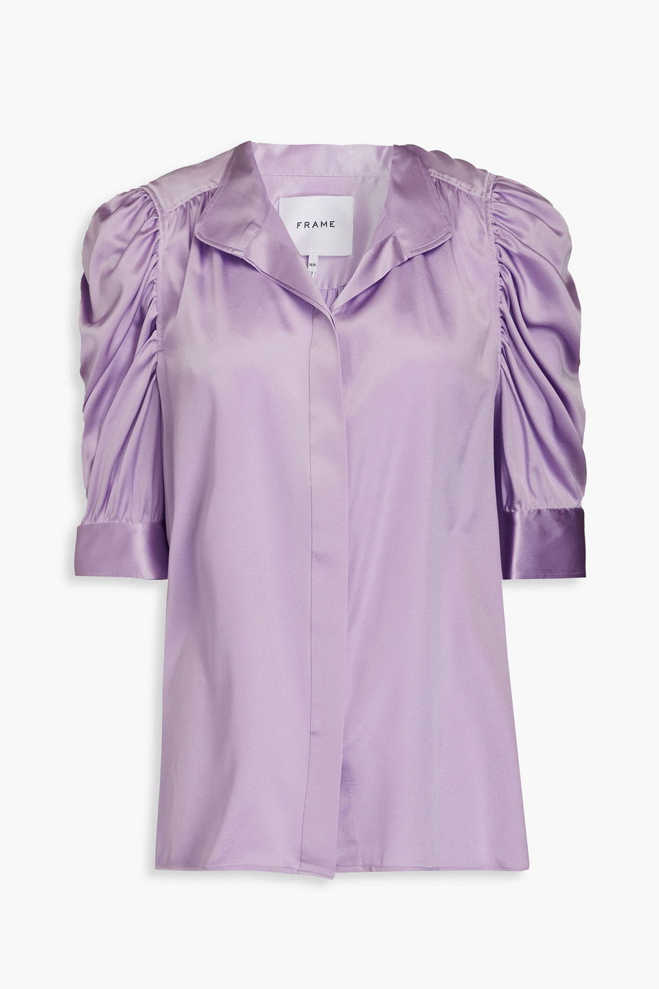 FRAME Gillian Stretch-Silk Satin Shirt in Purple | Endource