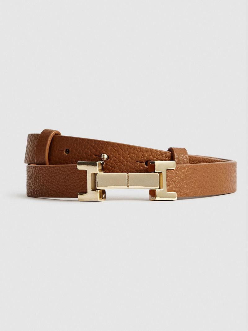 REISS Hayley Leather Square Hinge Belt | endource