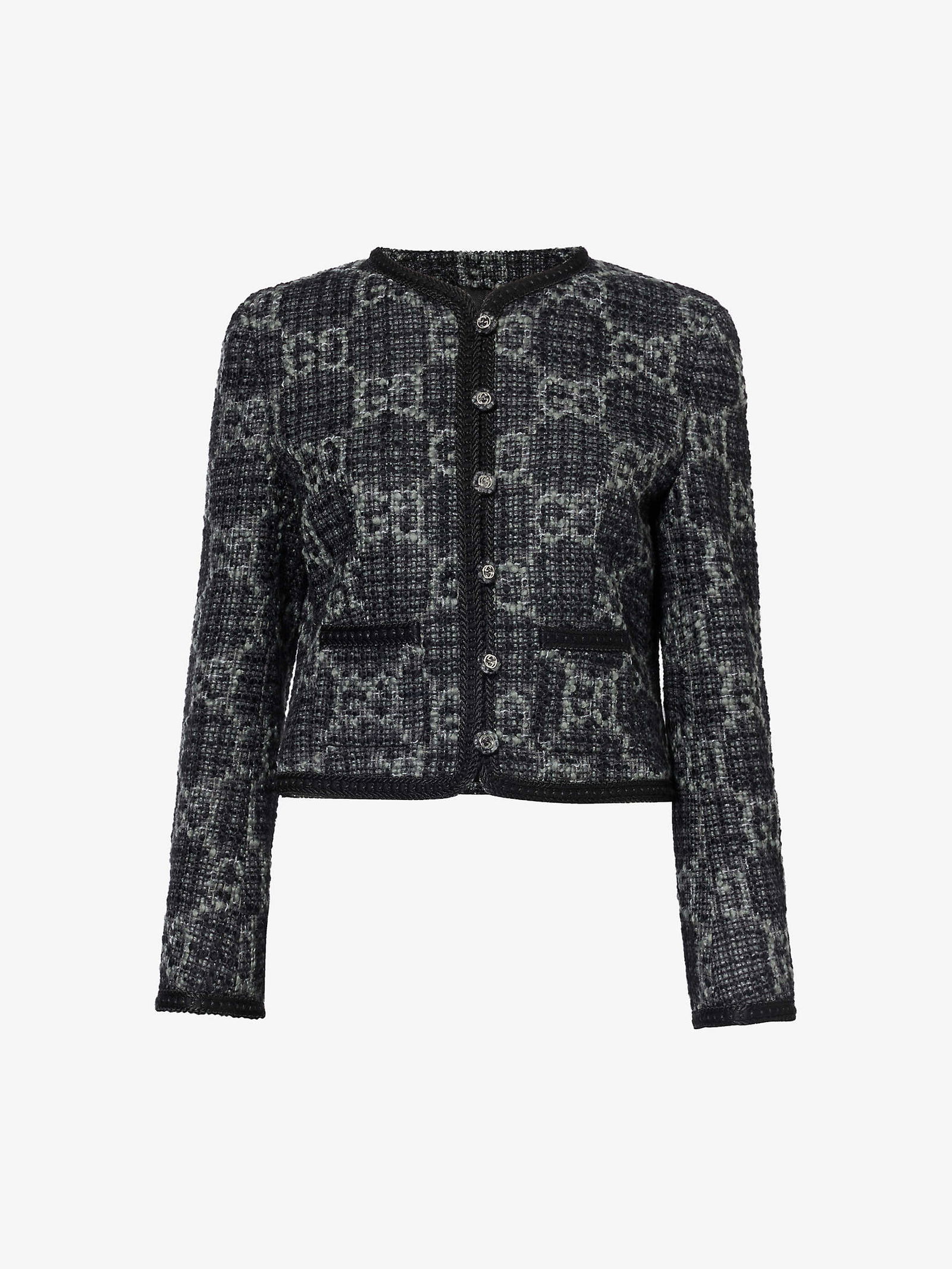 GUCCI Monogram-Pattern Bouclé-Texture Wool And Cotton-Blend Jacket in ...