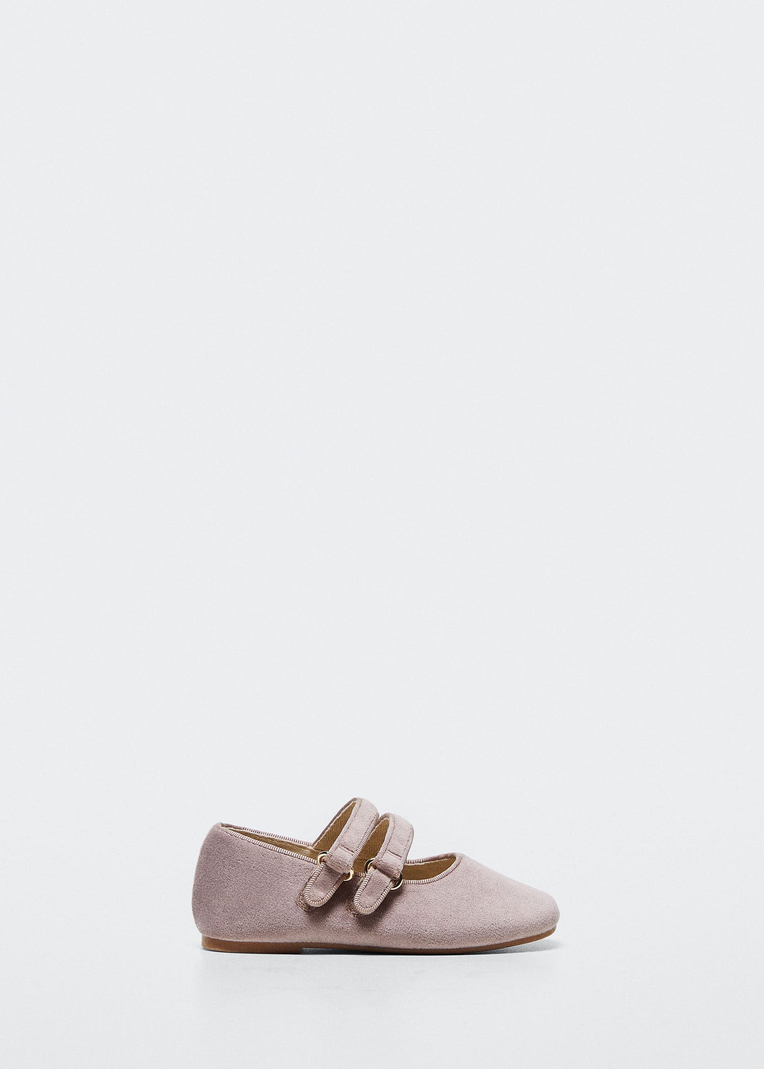 MANGO Velvet Ballerinas in Pastel Pink | endource