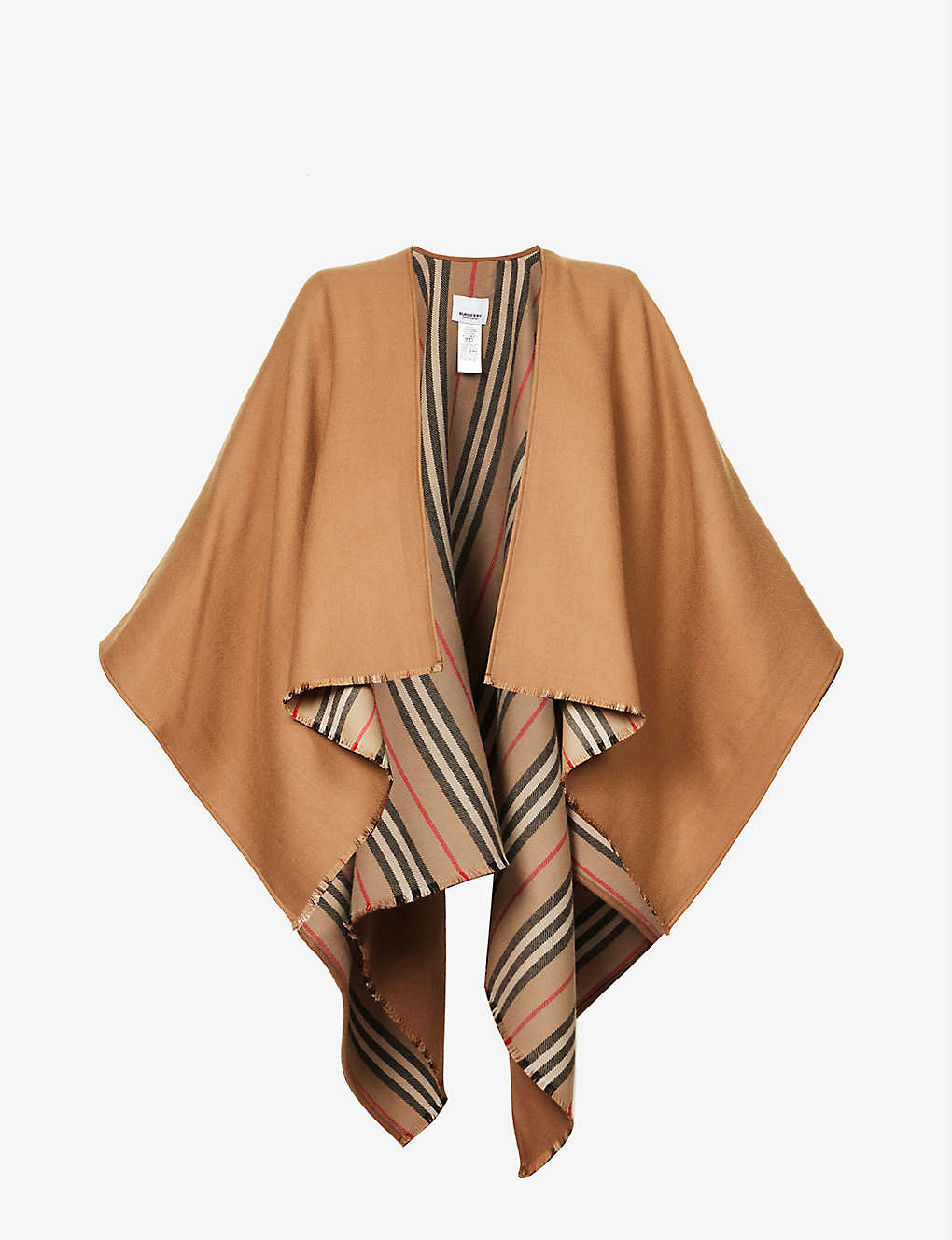 BURBERRY Icon Stripe Cape in FLAXSEED | endource