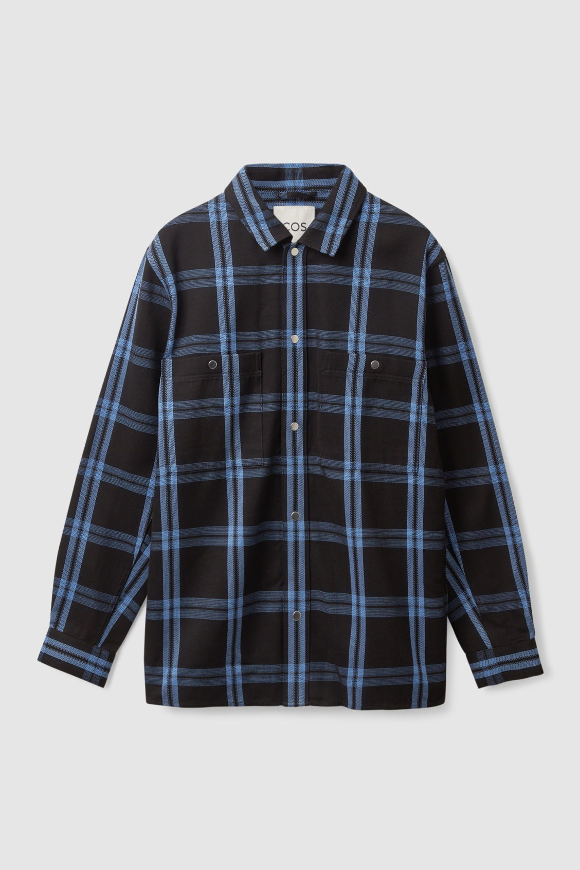 COS Checked Overshirt in NAVY / LIGHT BLUE | Endource