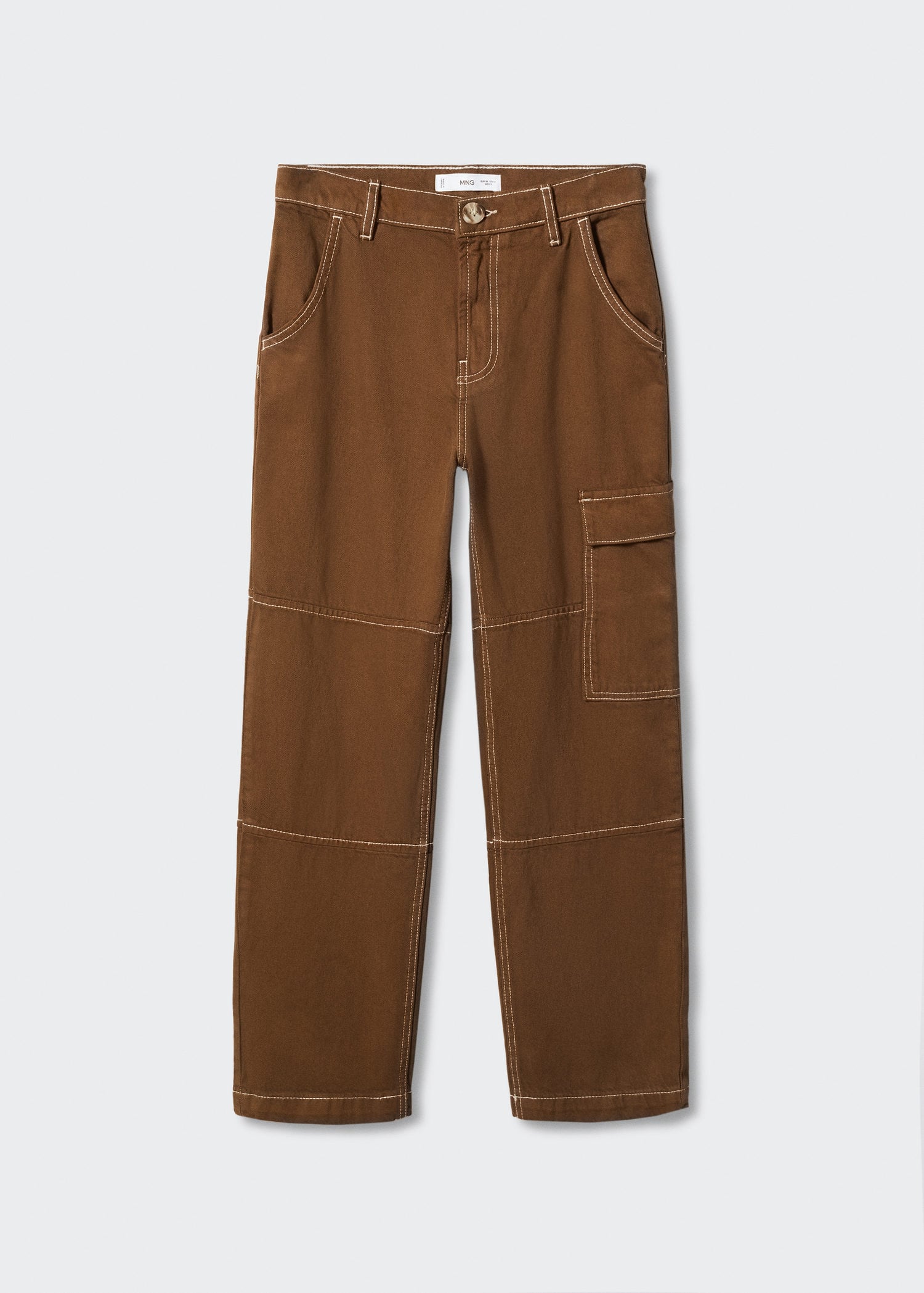 MANGO Cargo Style Straight Jeans in Brown | endource