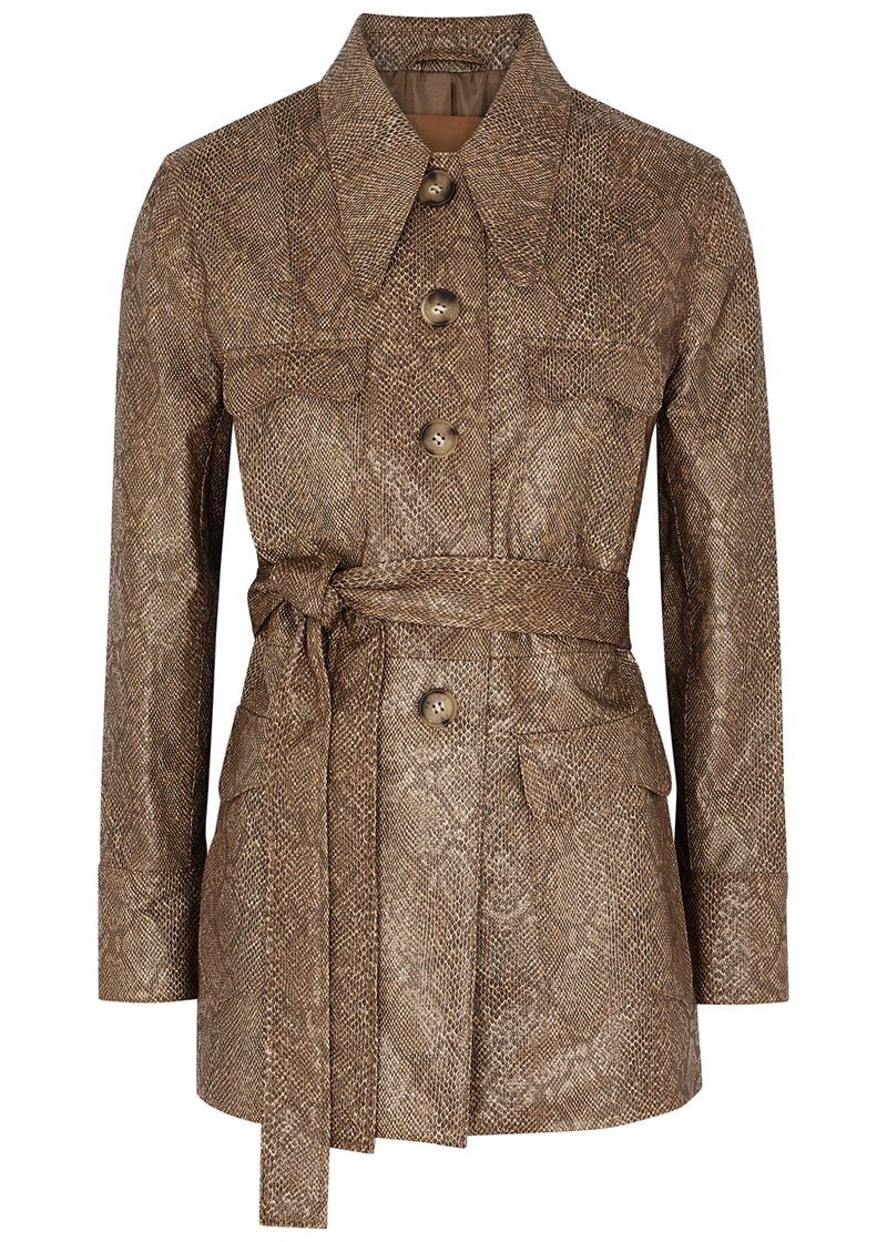 REJINA PYO Felix Python-Effect Faux Leather Jacket | endource