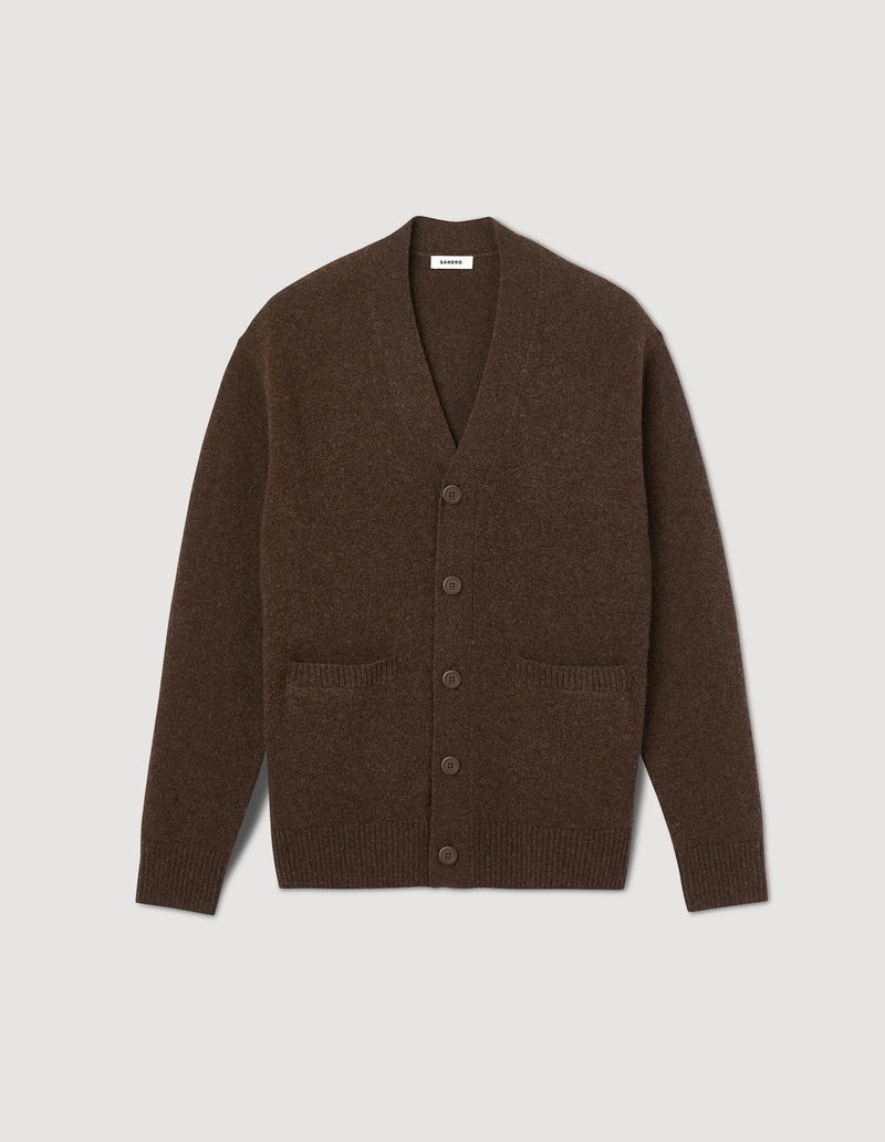 SANDRO Yak Cardigan in Black Brown | endource