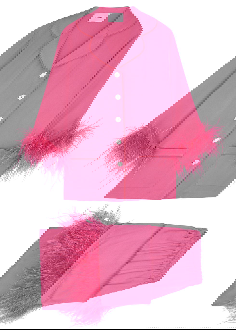 SLEEPER Party Feather-Trimmed Pyjama Set | Endource