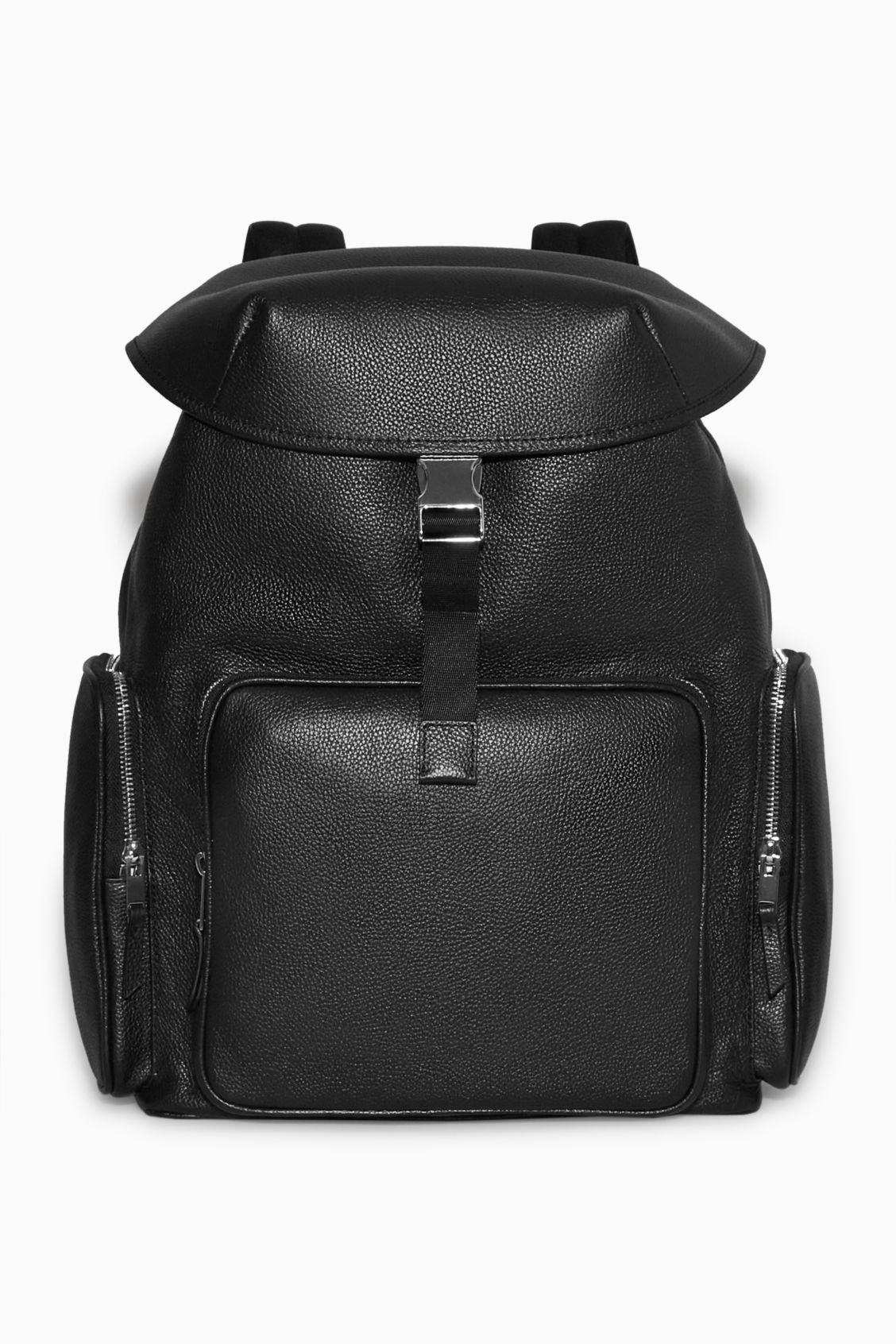 COS Buckled Leather Backpack in BLACK | endource