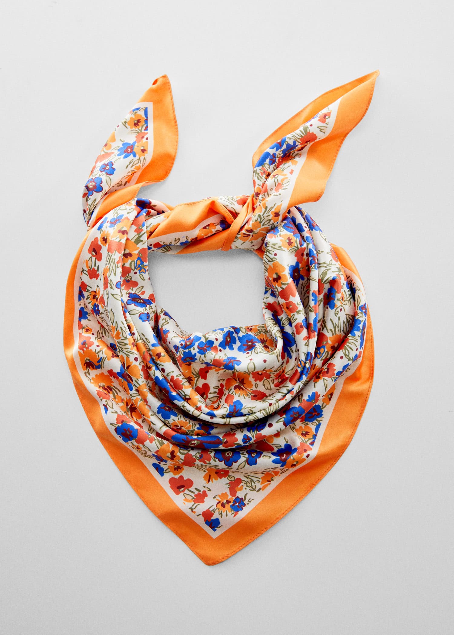 MANGO Floral Printed Scarf in Orange | Endource