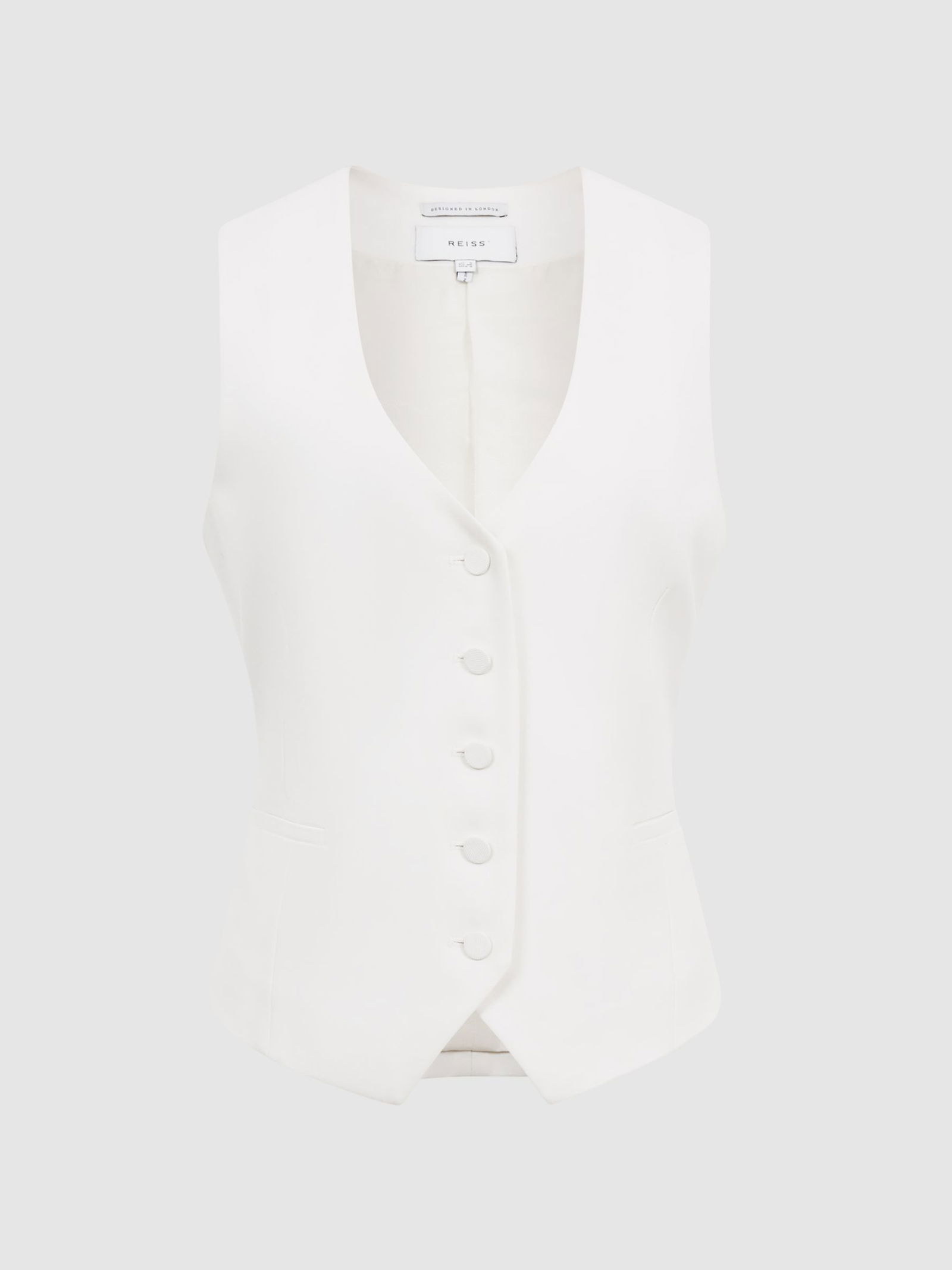REISS Taite Tuxedo Waistcoat in White | Endource