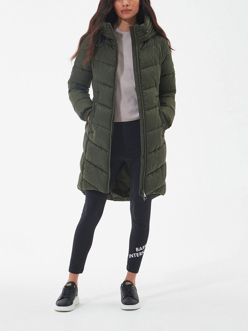 BARBOUR INTERNATIONAL Longline Boston Quilted Jacket in Envy | endource