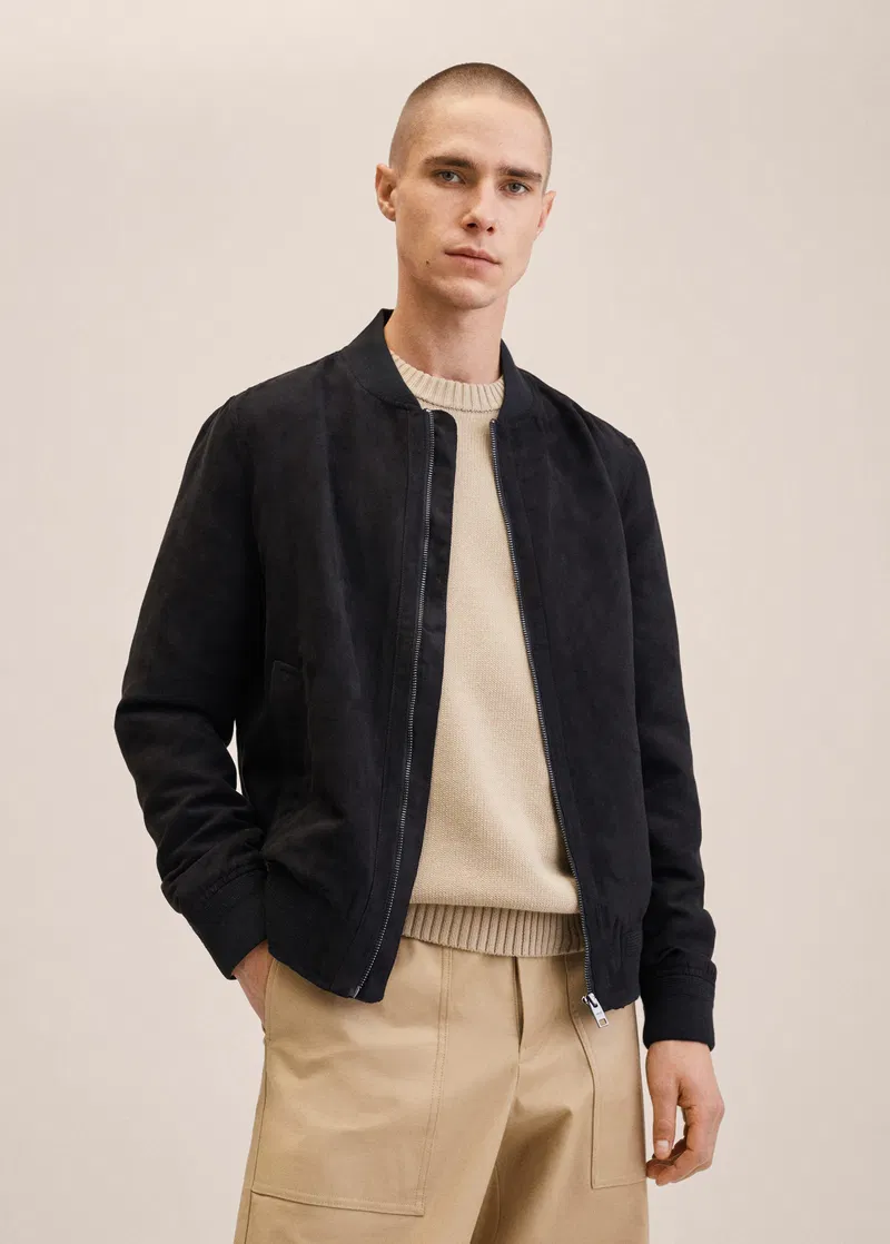 MANGO Suede-Effect Bomber Jacket | Endource