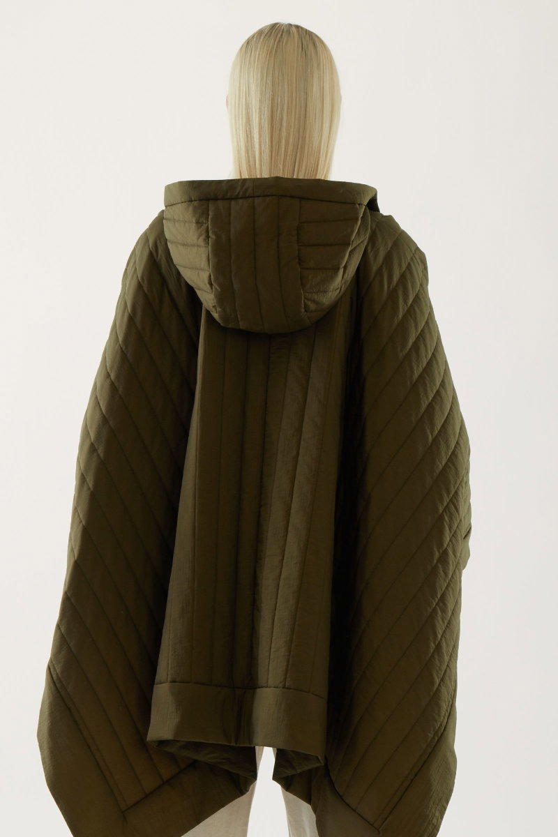 COS Padded Hooded Coat in khaki green | endource