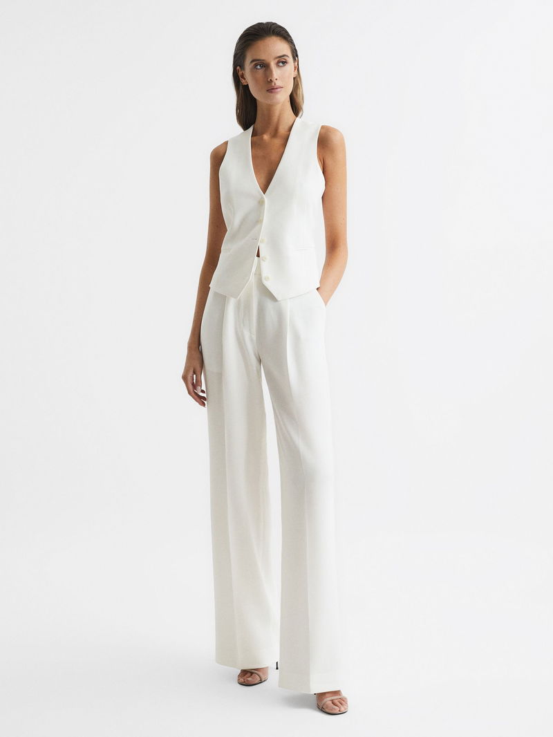 REISS Tatum Tailored Waistcoat in White | endource