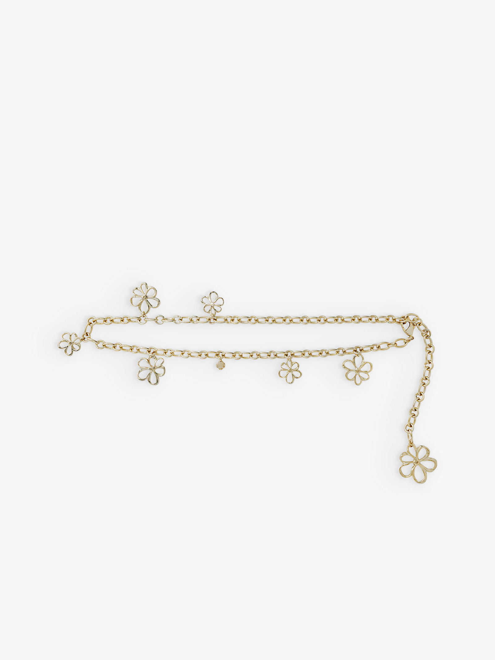 MAJE Flower-Embellished Gold-Tone Brass Chain Belt in OR | Endource