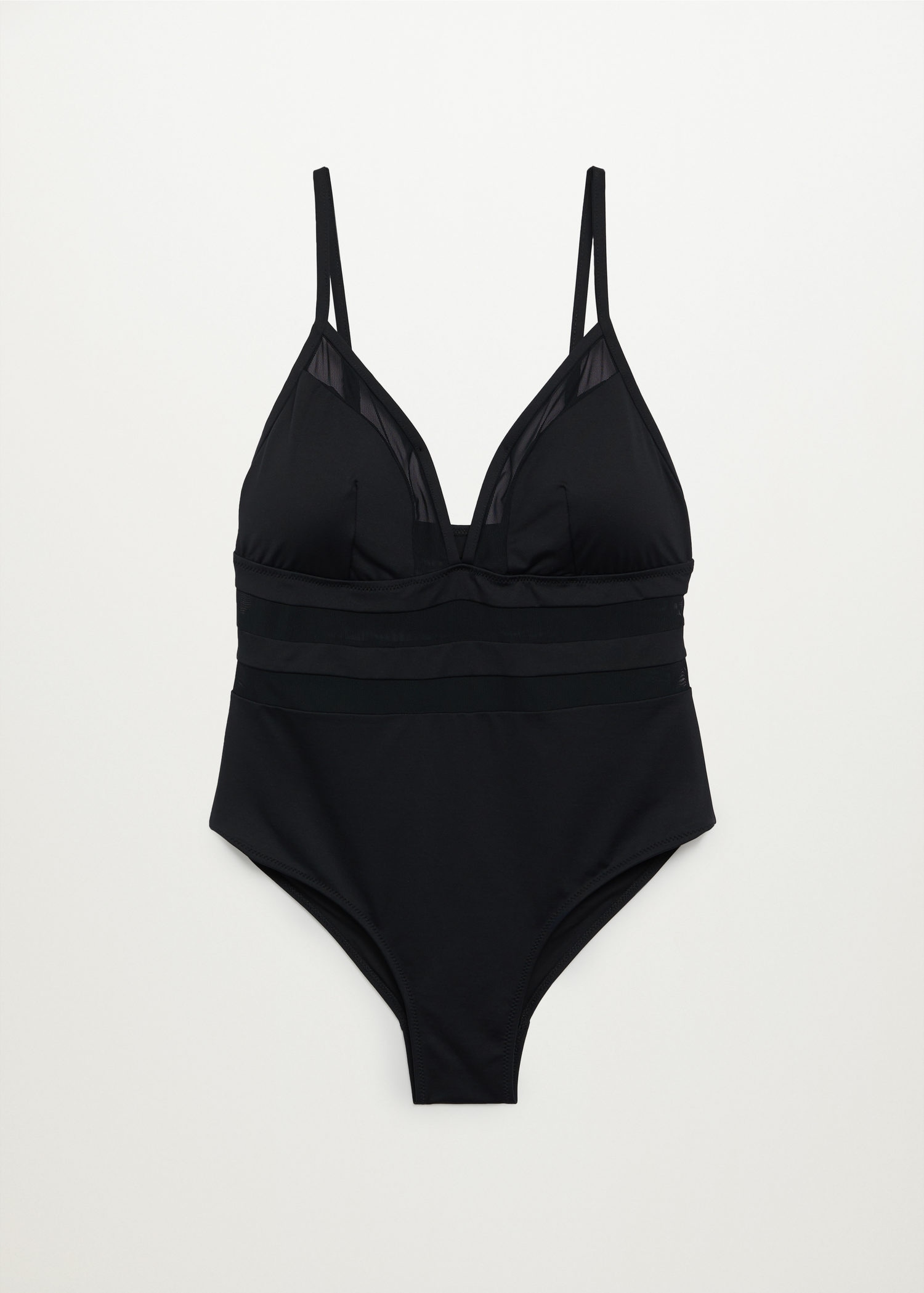 MANGO Sheer Panels Swimsuit in Black | Endource