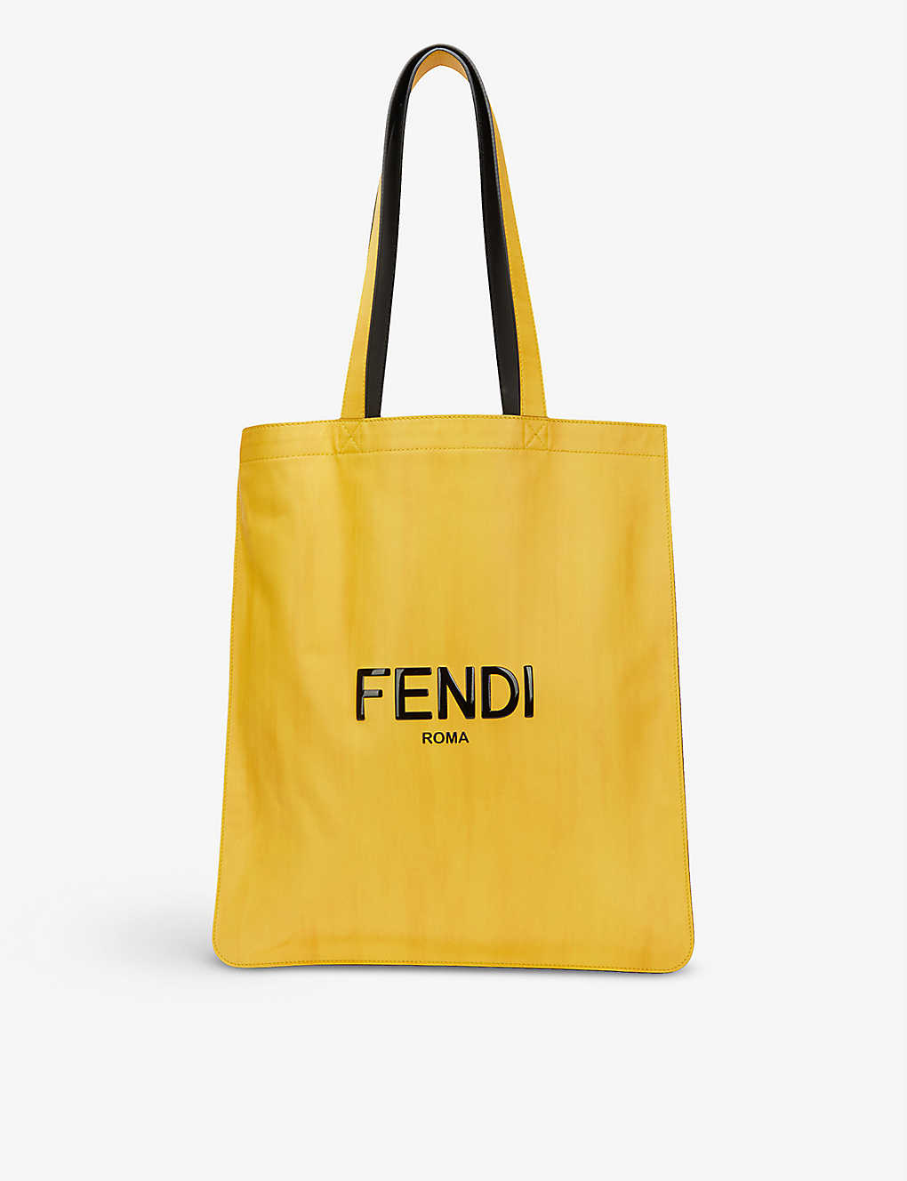 FENDI Logo-Embossed Leather Shopper Tote Bag in NERO | Endource