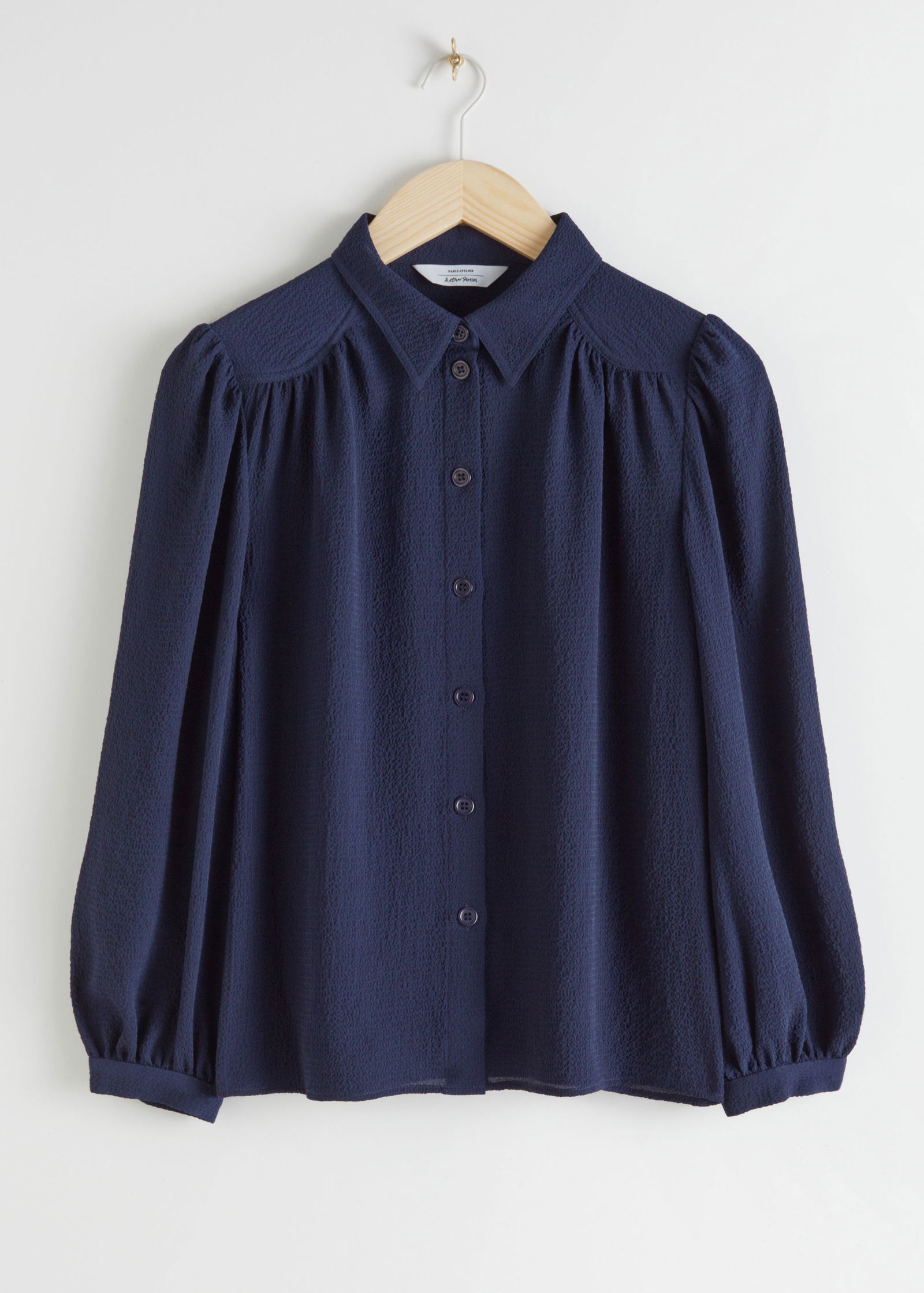 & OTHER STORIES Gathered Crepe Button Down Blouse | endource