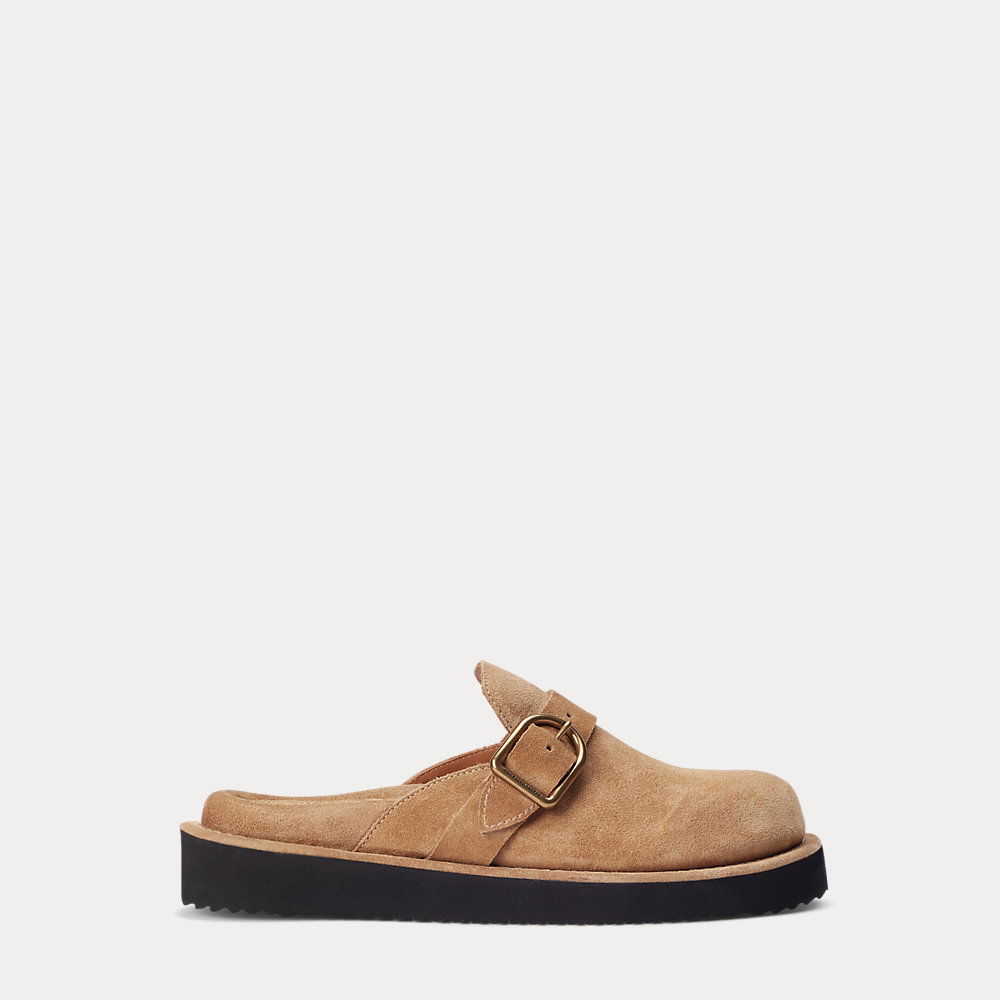 POLO RALPH LAUREN Sueded Calfskin Clog-Mule in Brown | endource