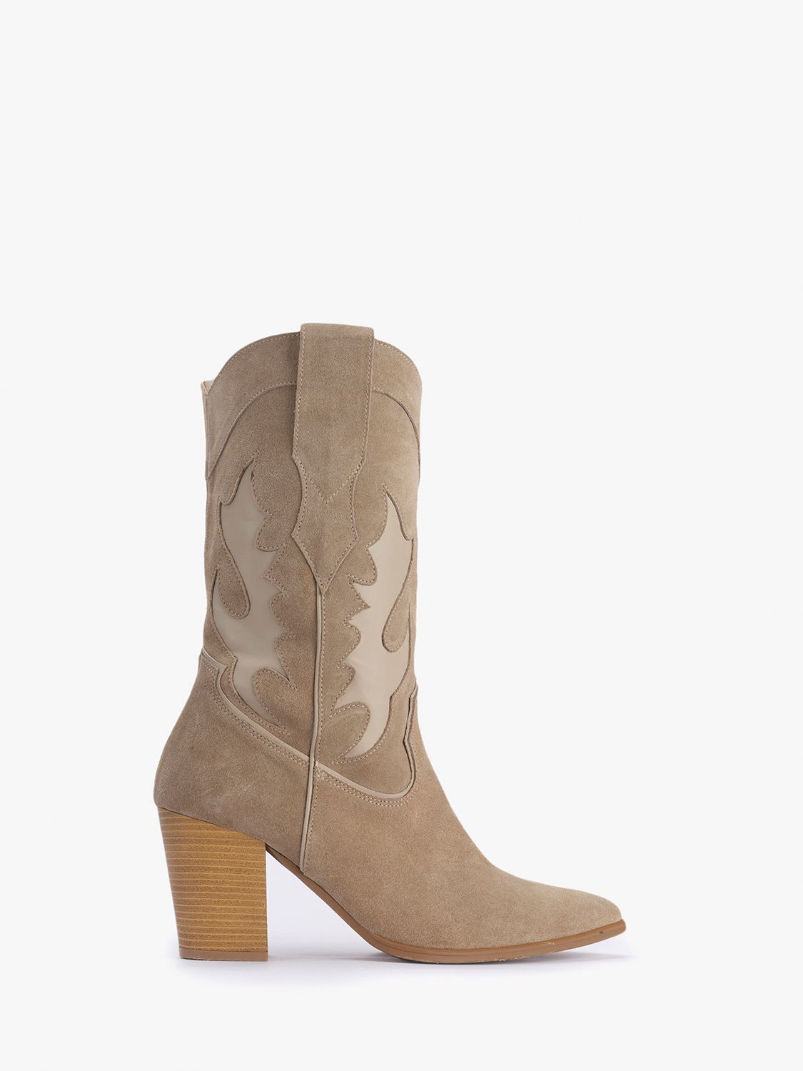 MINT VELVET Dixie Suede Cowboy Boots in Beige | endource