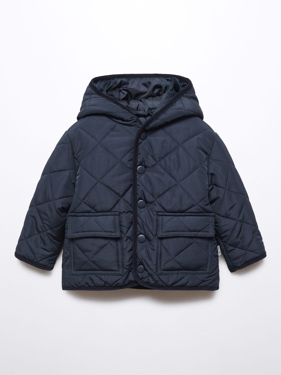 MANGO Baby Husky Hooded Quilted Jacket in Navy | Endource