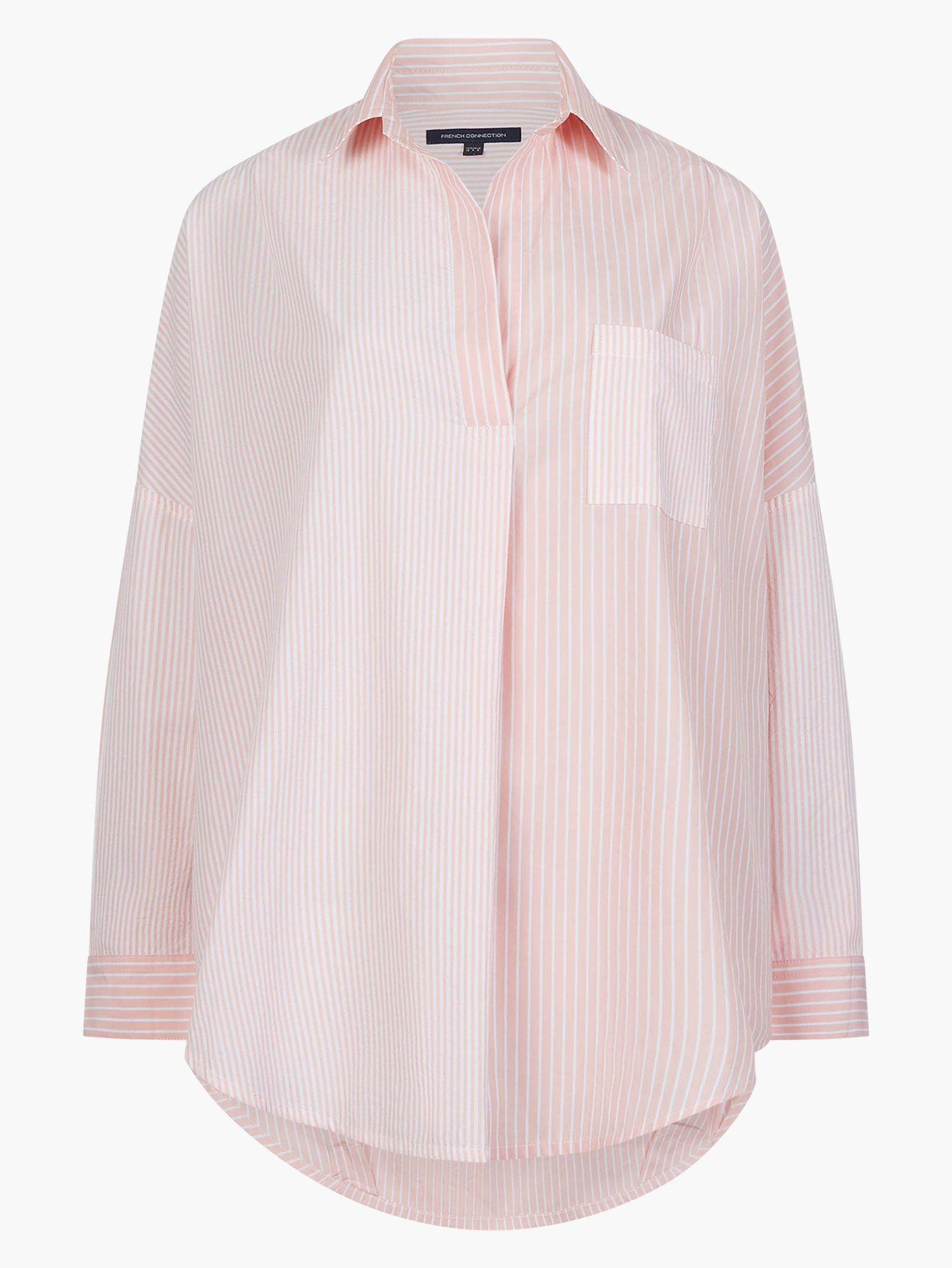 FRENCH CONNECTION Rhodes Poplin Popover Stripe Shirt in Lotus Pink Mix ...