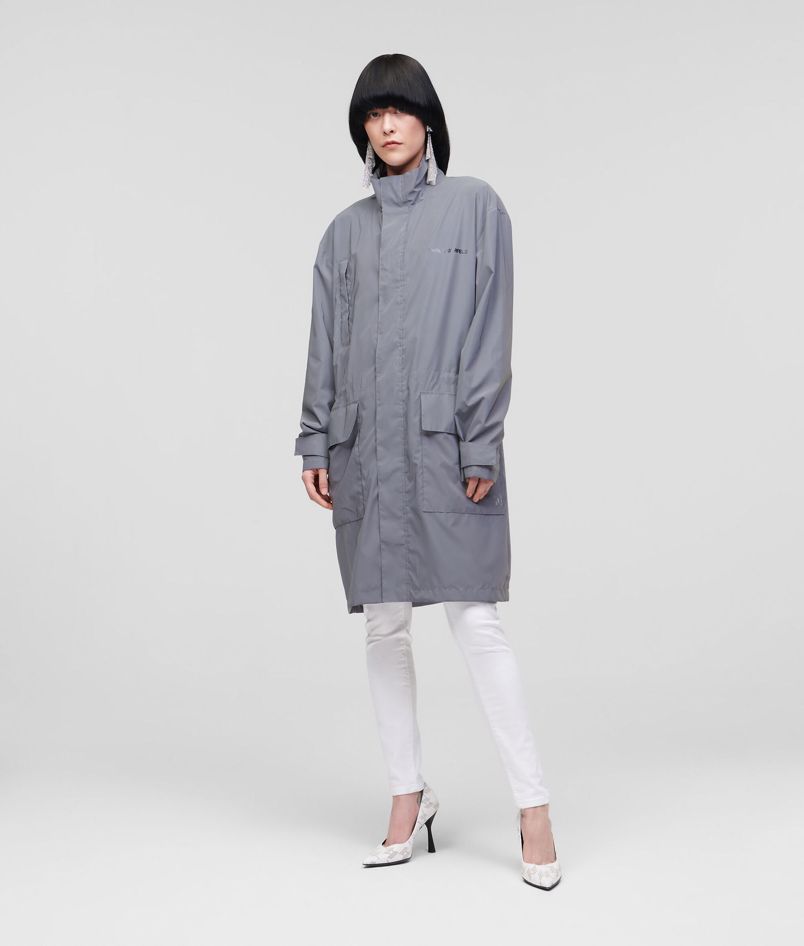 KARL LAGERFELD Ultra-Reflective Parka in Silver | endource