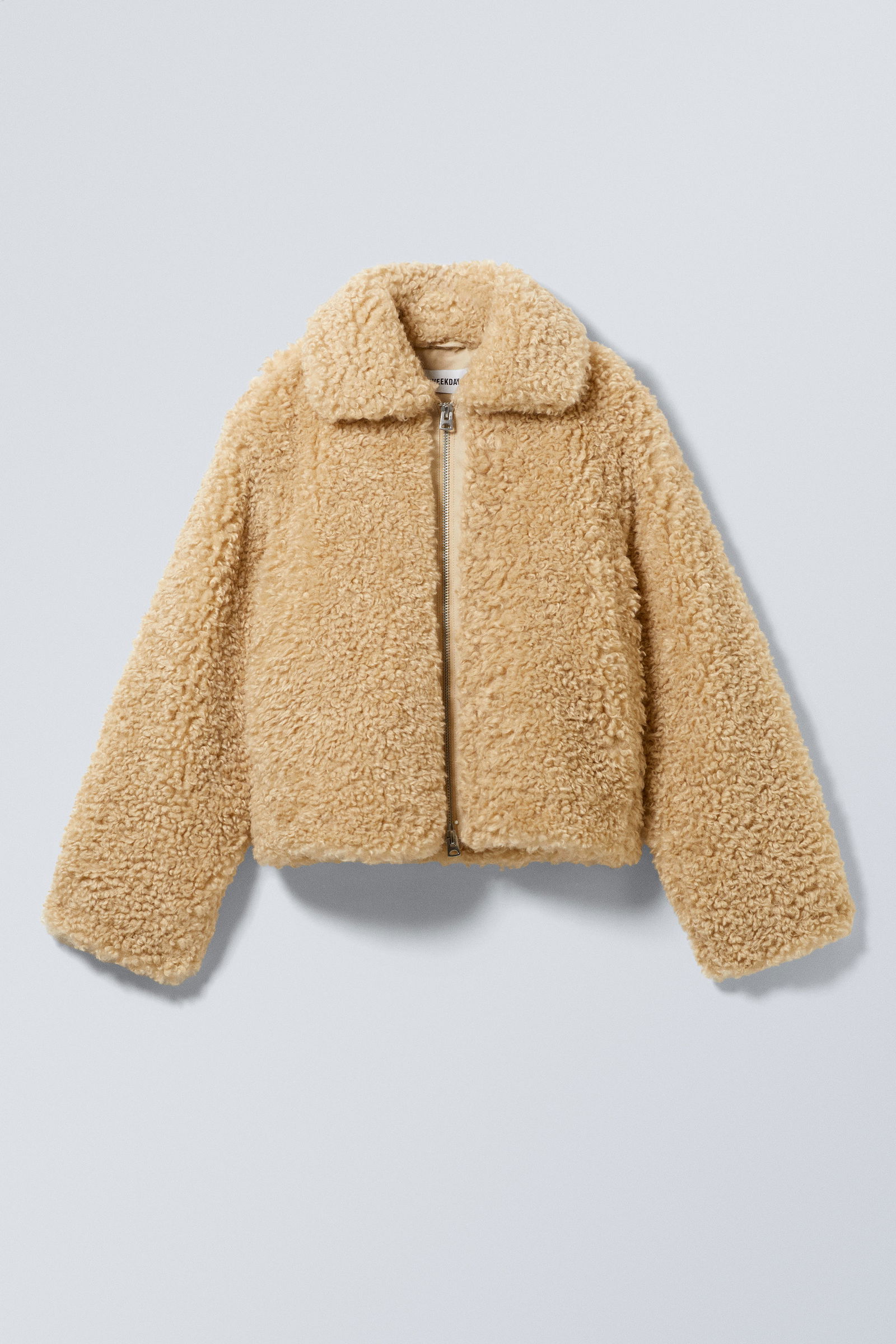 WEEKDAY Yara Oversized Faux Fur Jacket in Beige | endource