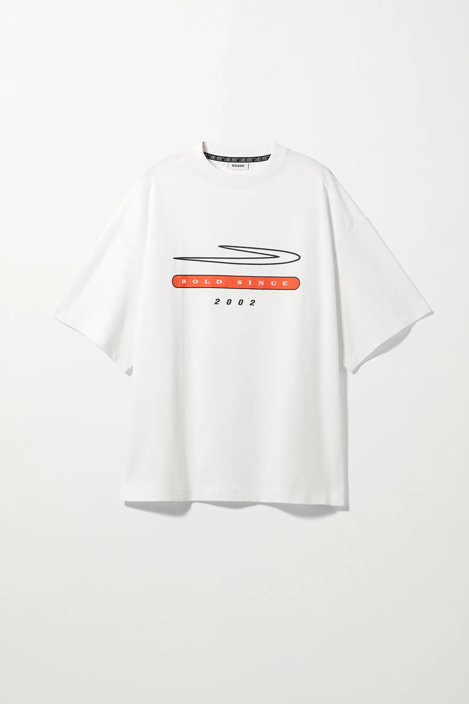 WEEKDAY Mega Labeled T-Shirt in White | Endource