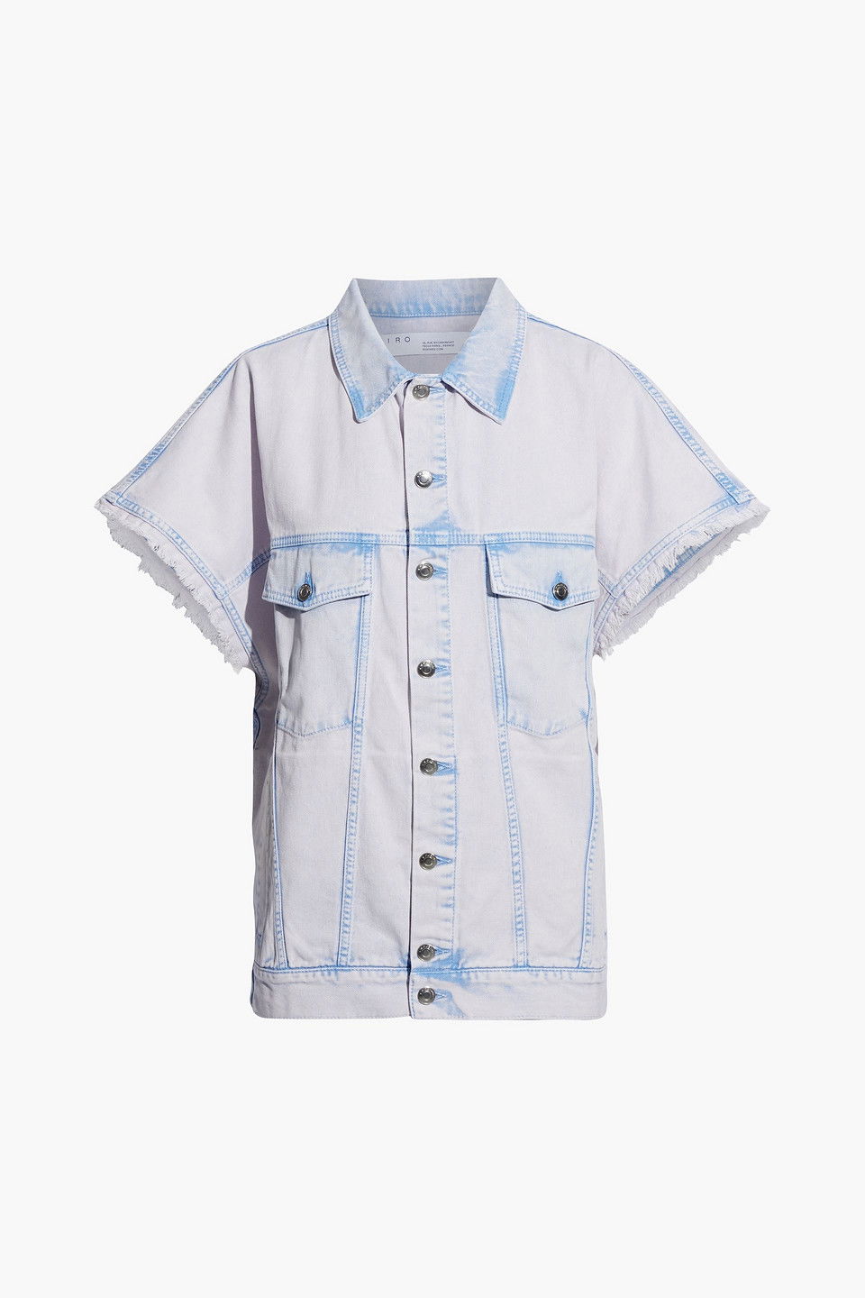 IRO Kachixspe Oversized Frayed Bleached Denim Vest in Pink | Endource