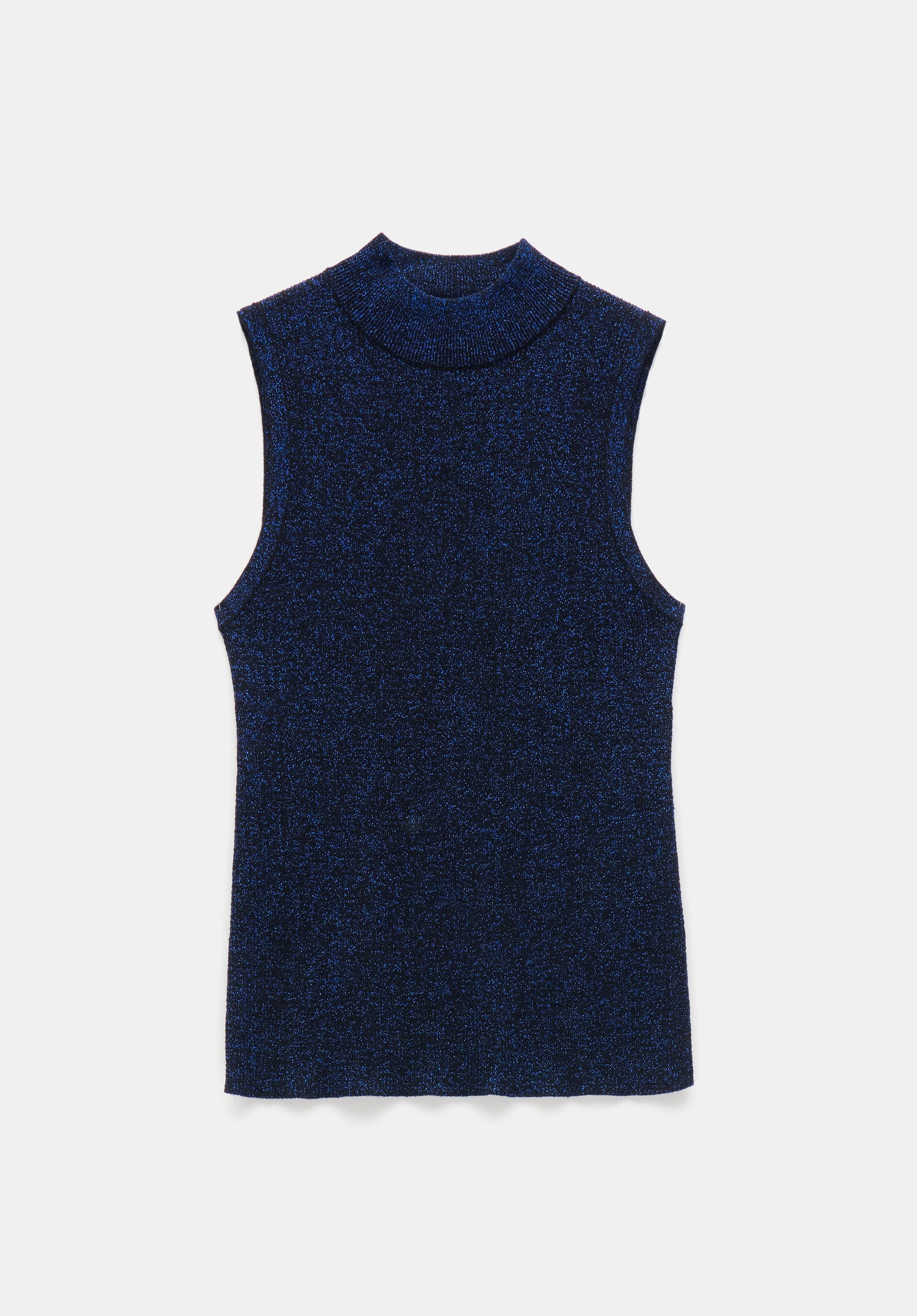 HUSH Kerrie Metallic Knitted Vest in Midnight Navy/Blue Metallic | endource