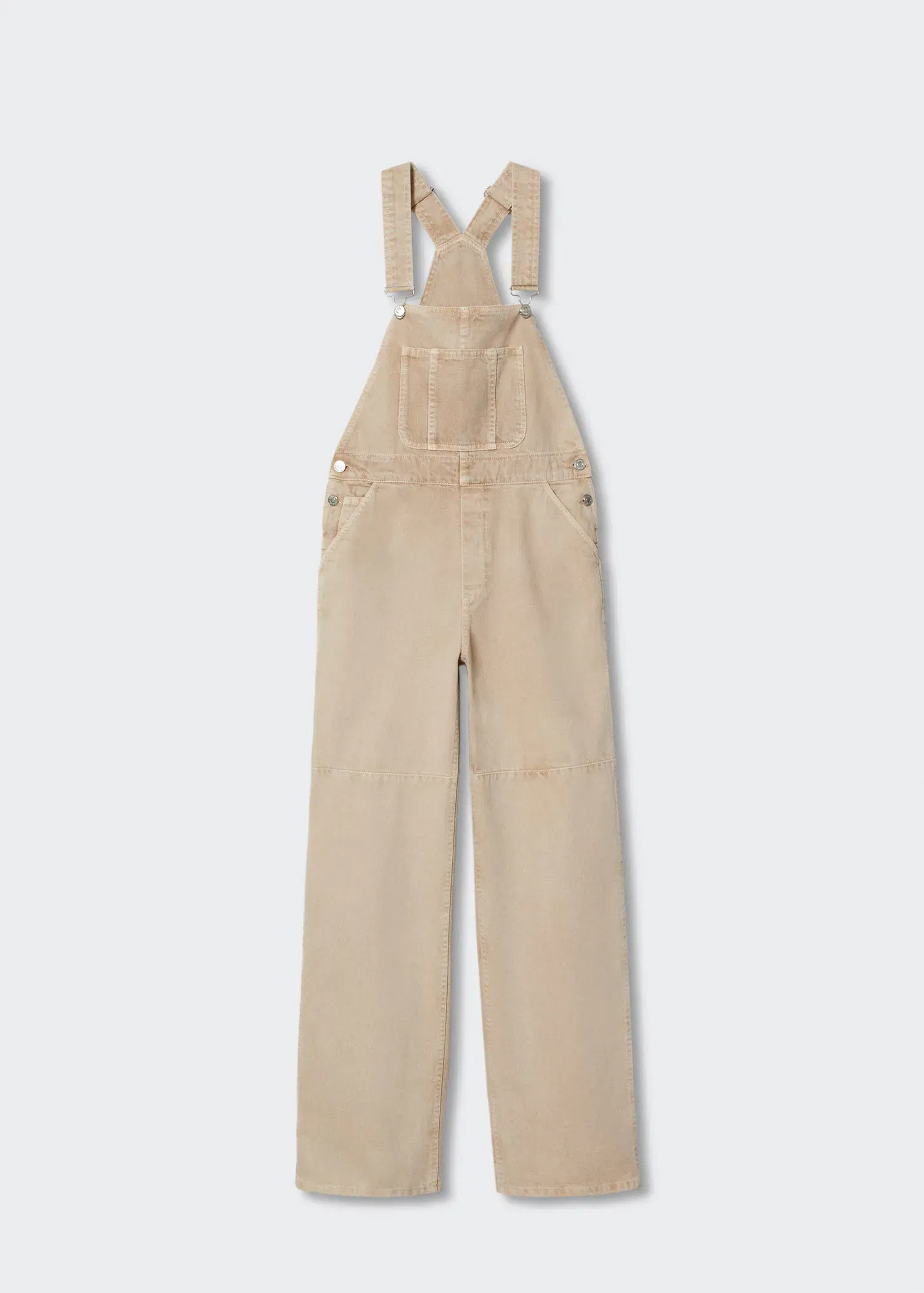 MANGO Long Denim Dungarees in Beige | endource