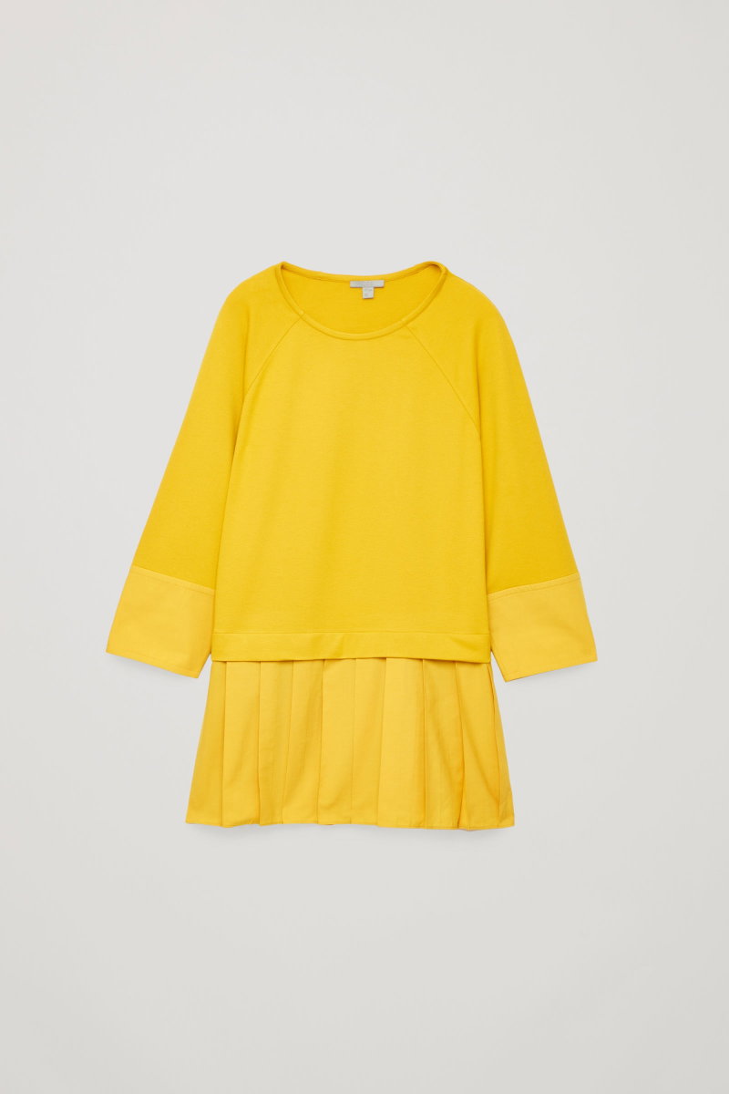 COS Woven-Jersey Mix Pleated Top | endource