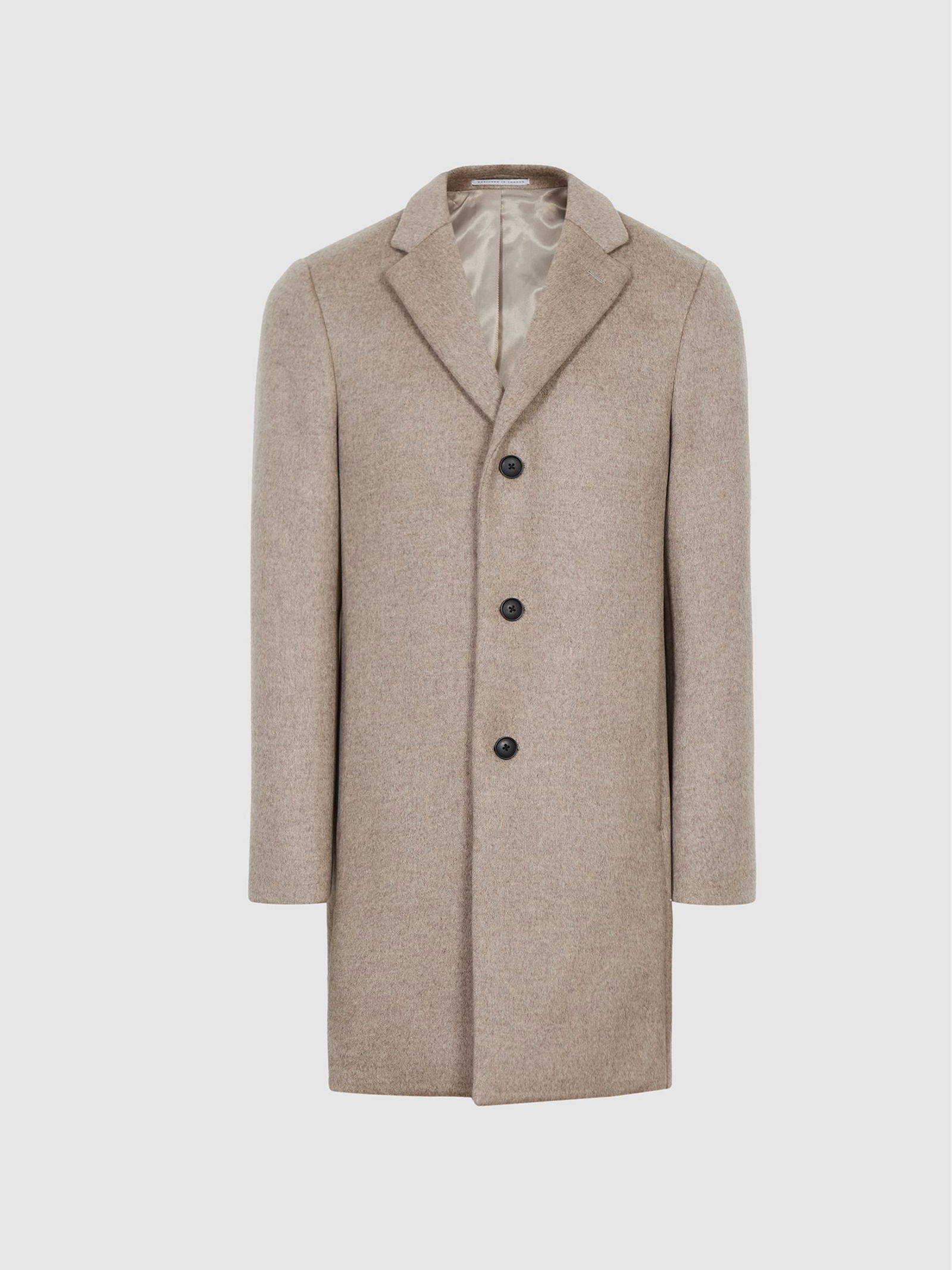 REISS Gable Wool Blend Epsom Overcoat in Oatmeal | endource