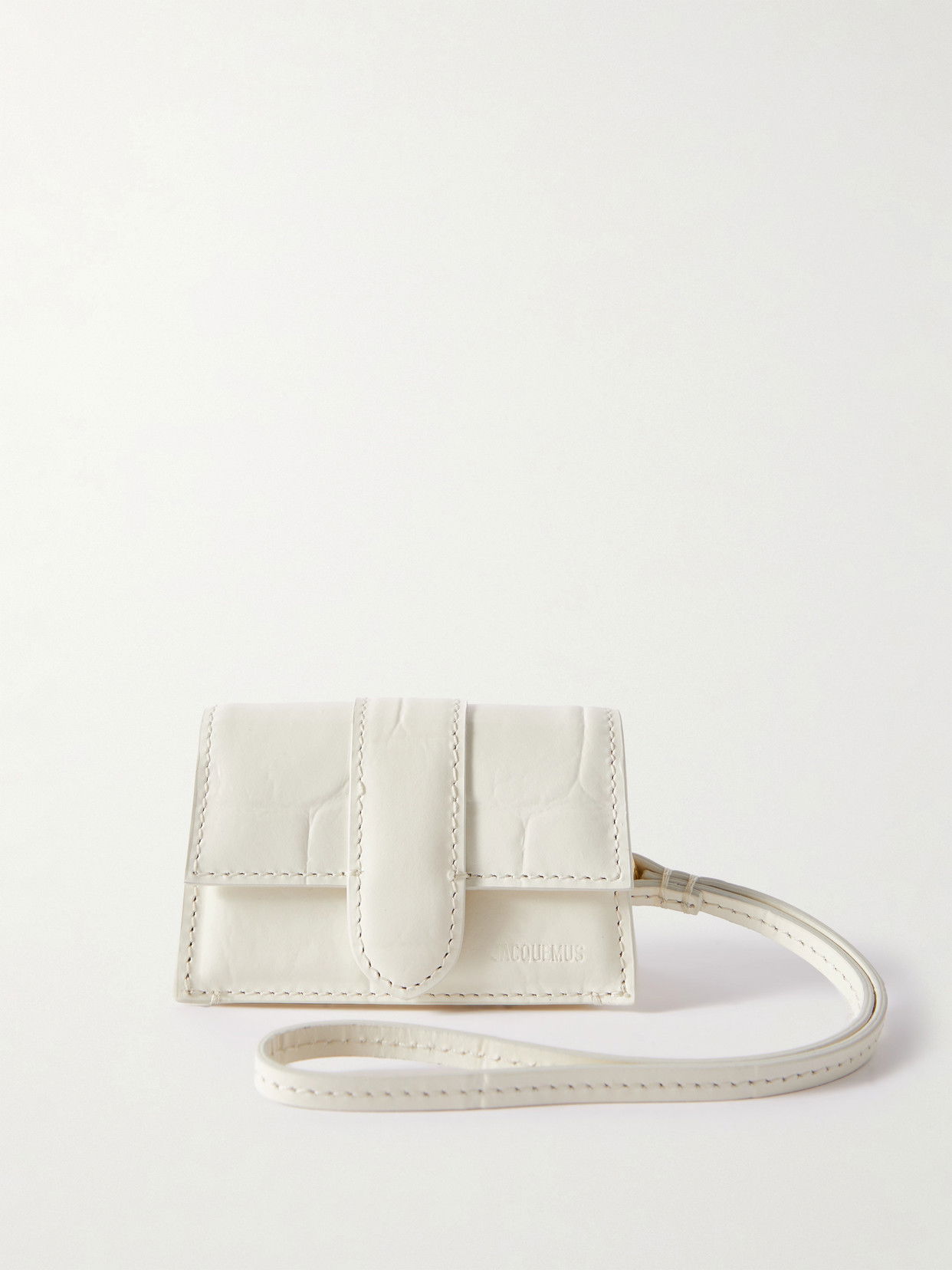 JACQUEMUS Le Porte Bambino Croc-Effect Leather Shoulder Bag in Ivory ...