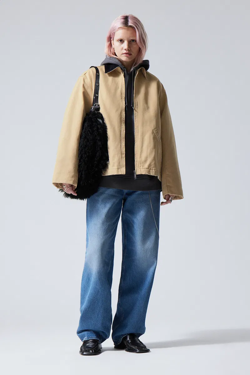 WEEKDAY Belle Washed Canvas Jacket in Dusty Beige | endource