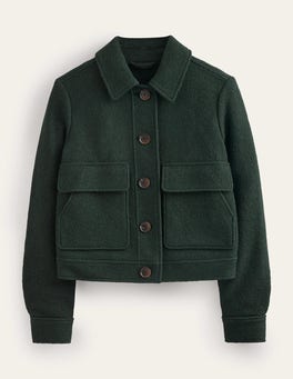 BODEN Collared Textured Wool Jacket in Green | endource