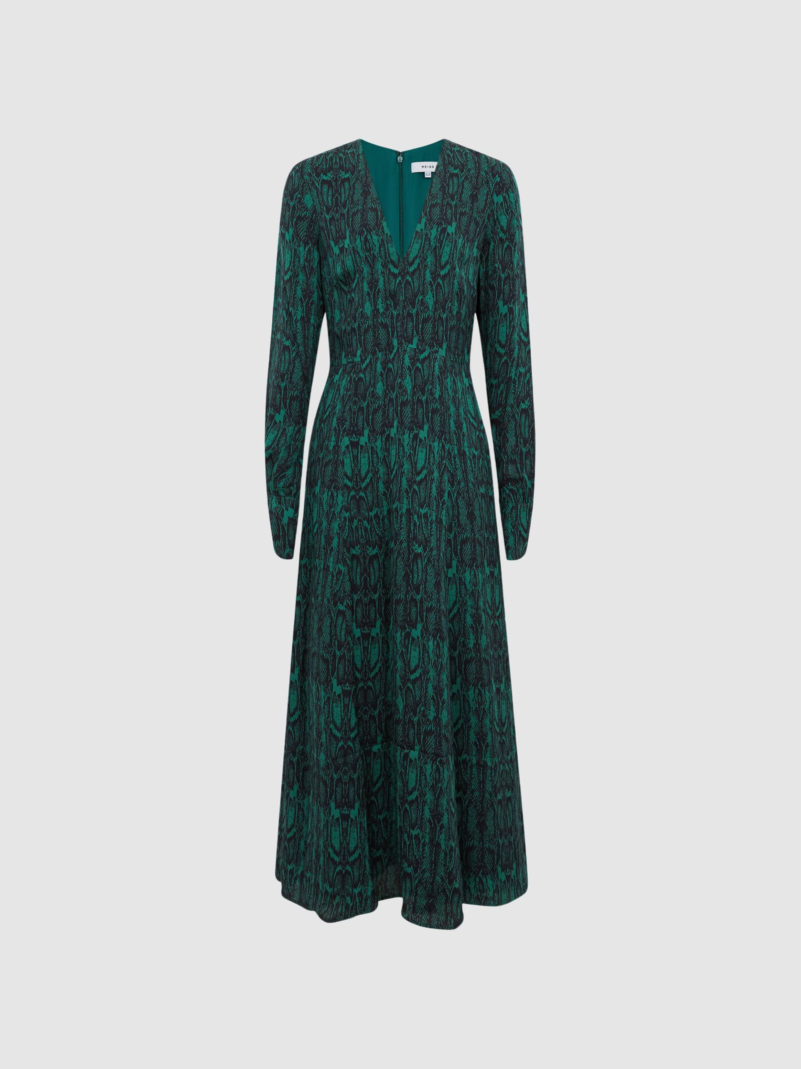 REISS Greta Long Sleeve Printed Midi Dress | endource