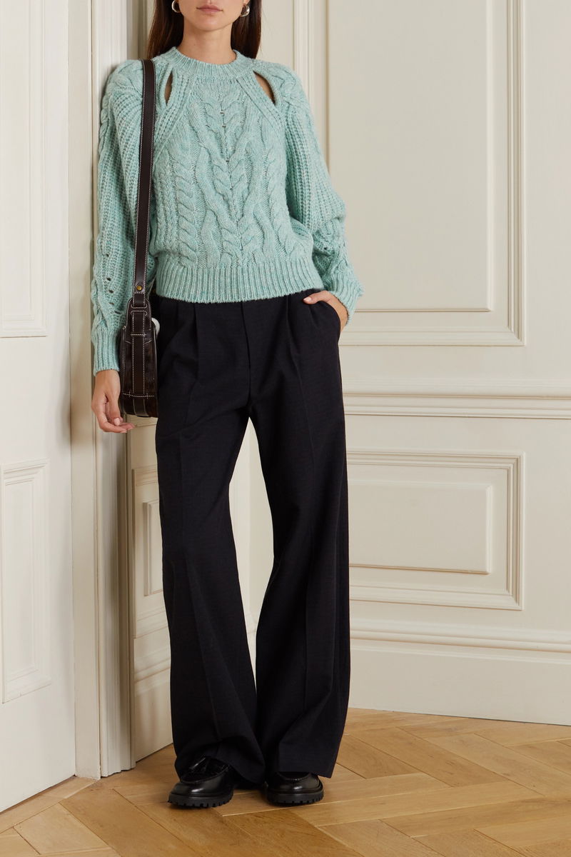 ISABEL MARANT Paloma Cutout Cable-Knit Wool-Blend Sweater in Blue ...