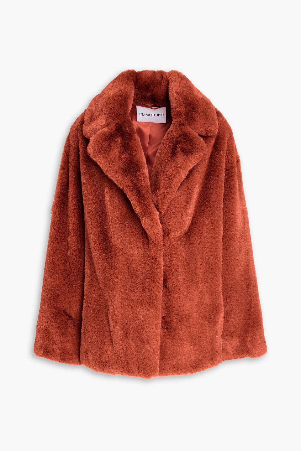 STAND STUDIO Faux Fur Jacket in Red | endource