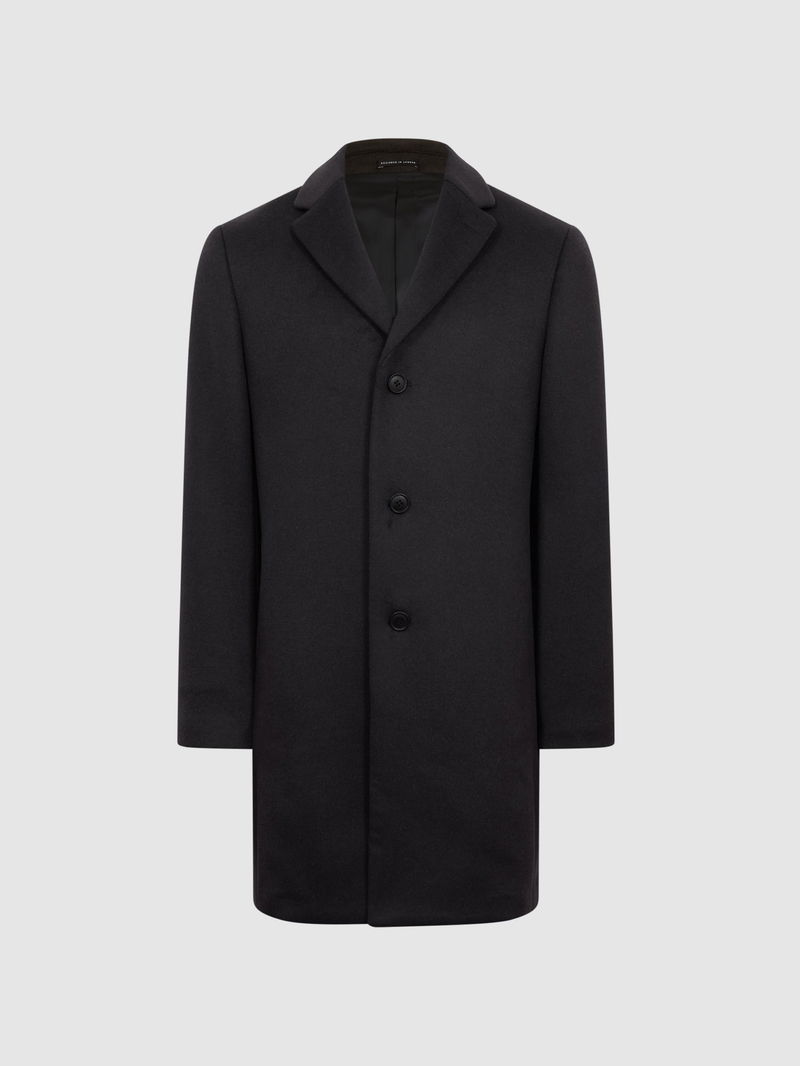 REISS Gable Single Breasted Overcoat in Khaki | endource